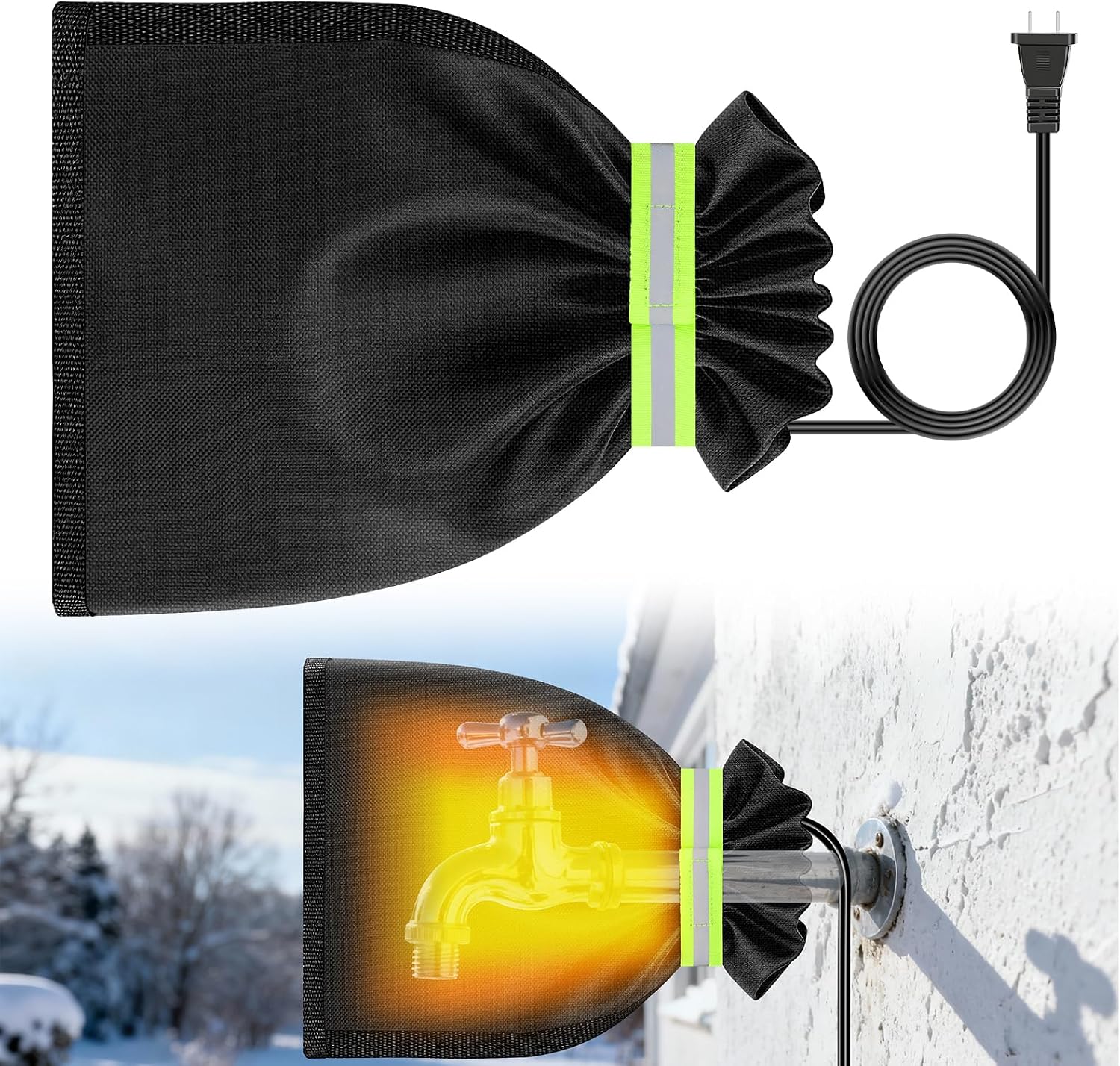 DZGKGM Electric Heated Outdoor Faucet Cover for Winter, 8.6×6.7" Faucet ...