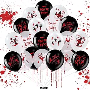 Amazon.com: 54PCS Halloween Balloons Bloody Balloons Black White Red ...