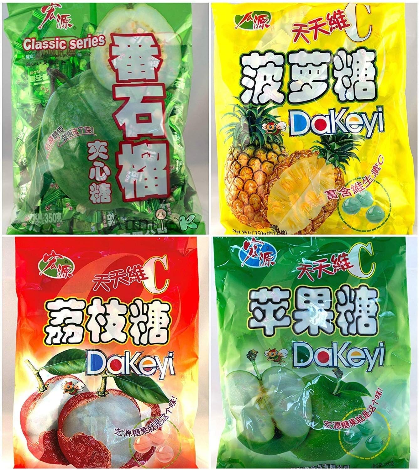 Amazon.com: Hong Yuan Green Apple Classic Series Dakeyi Candy 12.3 Oz ...
