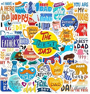 jixiejumo Happy Fathers Day Stickers 50 Pcs, Father's Day Dad Vinyl ...