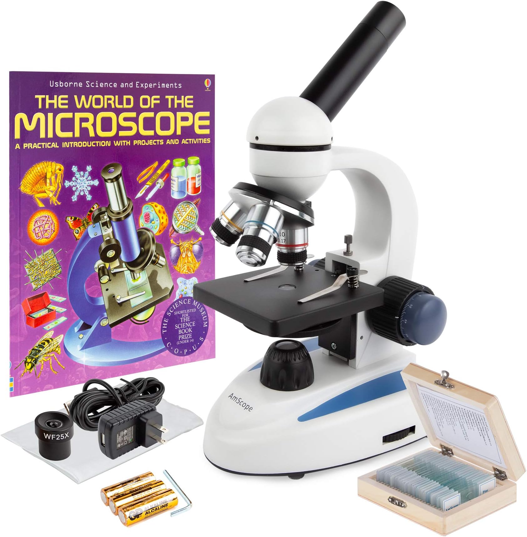 Amazon.com: AmScope M160C-2L-PB10 Cordless Compound Monocular ...