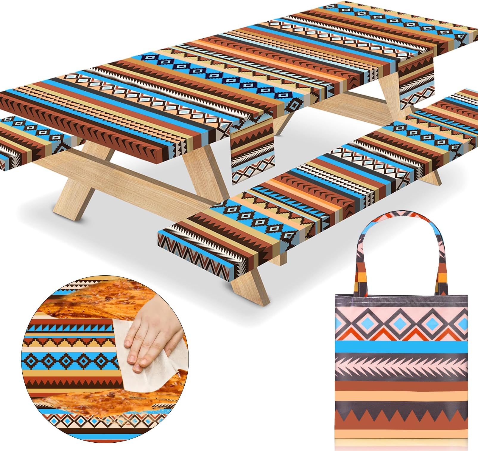 Amazon.com: Tudomro Camping Tablecloth with Picnic Bench Covers, Picnic ...