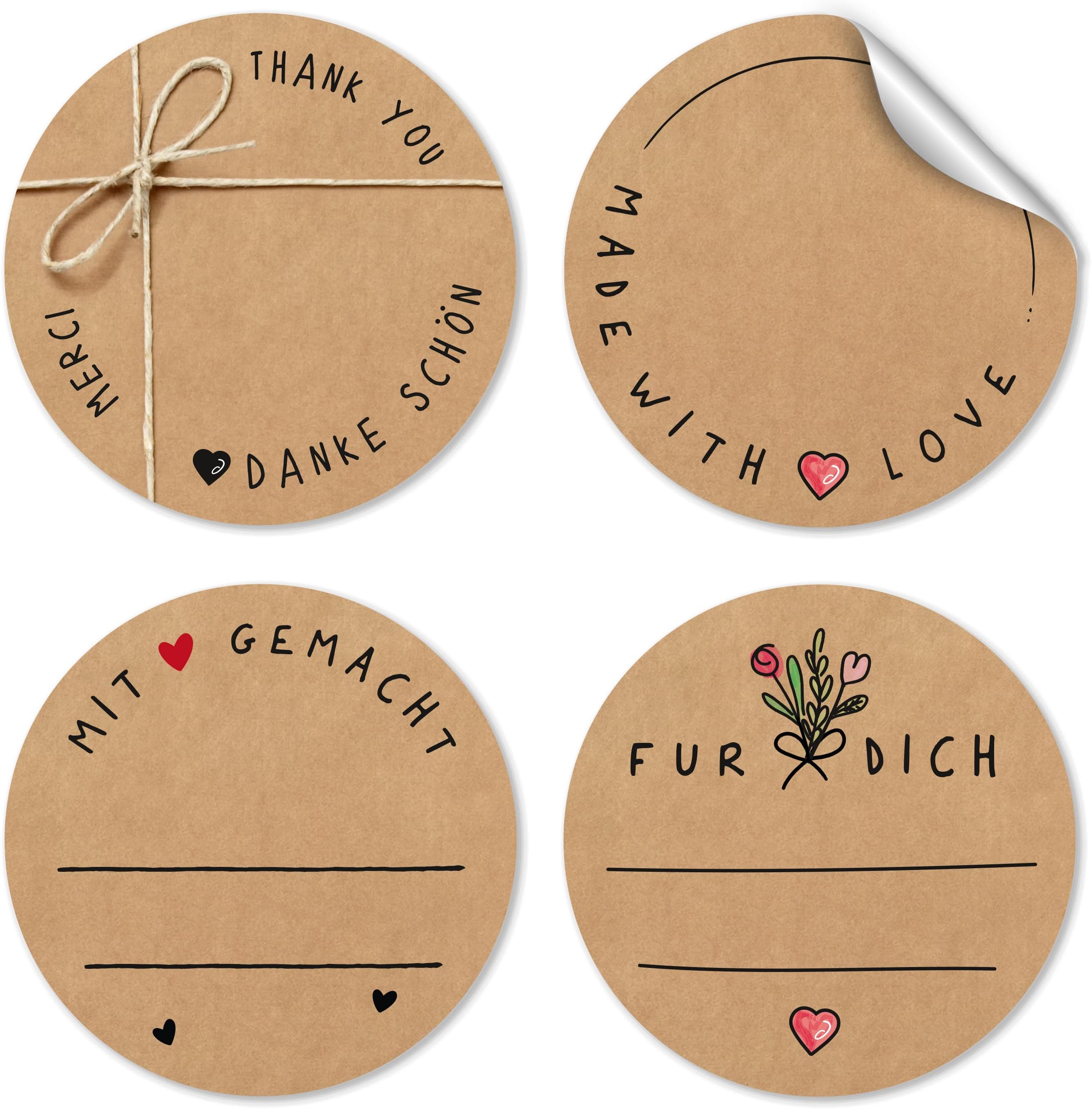 24 STICKER GEMISCHT Edle Aufkleber in 6 Farben mit Herz und Ornamente ...