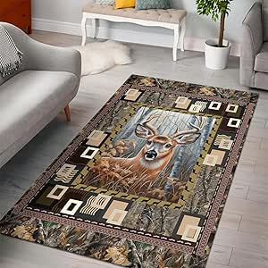 Amazon.com: Deer Hunting Rug, Rustic Cabin, Farmhouse, Bear, Deer ...