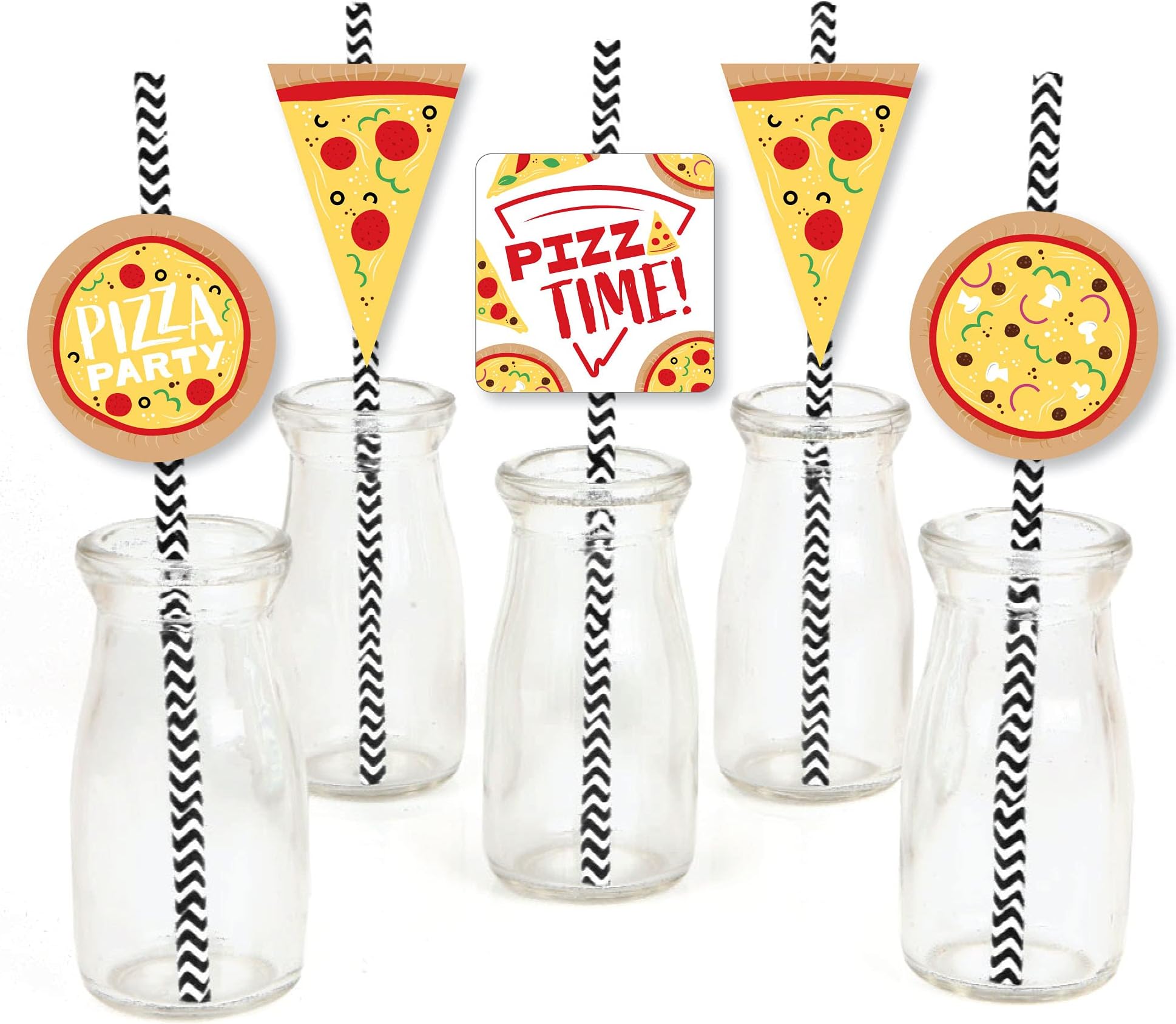Amazon.com: FillTouch 24 Pcs Pizza Party Decorative Straws Plastic ...