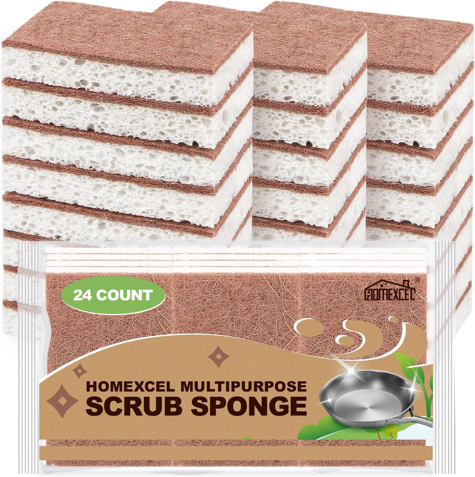Amazon.com: Viverhoy Natural Kitchen Sponge 12 Packs - Biodegradable ...