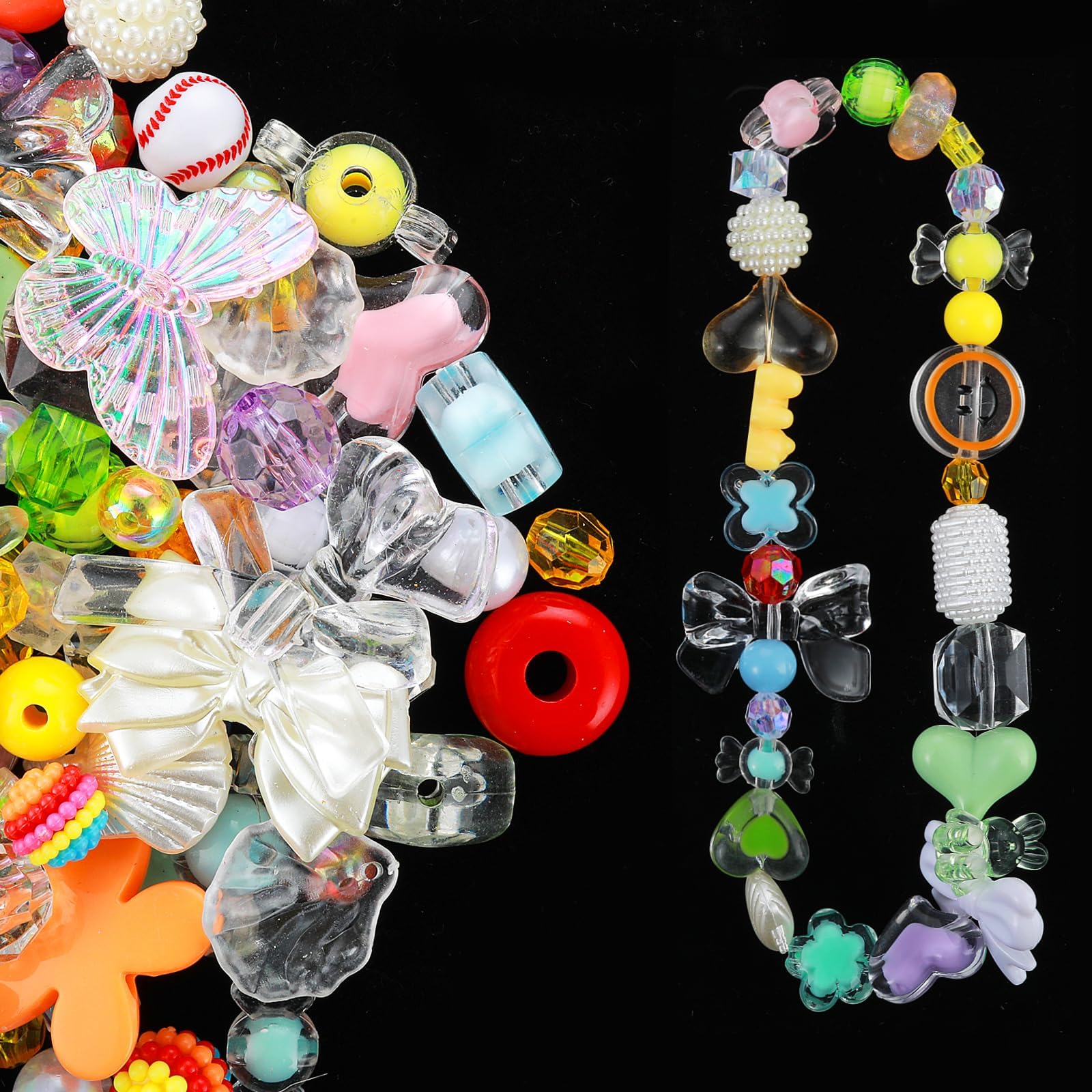 JIHUOO 150g Assorted Acrylic Beads Candy Color Plastic Beads Cute ...