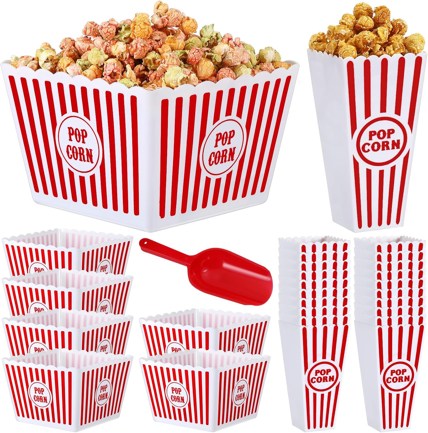 Amazon.com: Spiareal Set of 27 Reusable Red and White Striped Popcorn ...