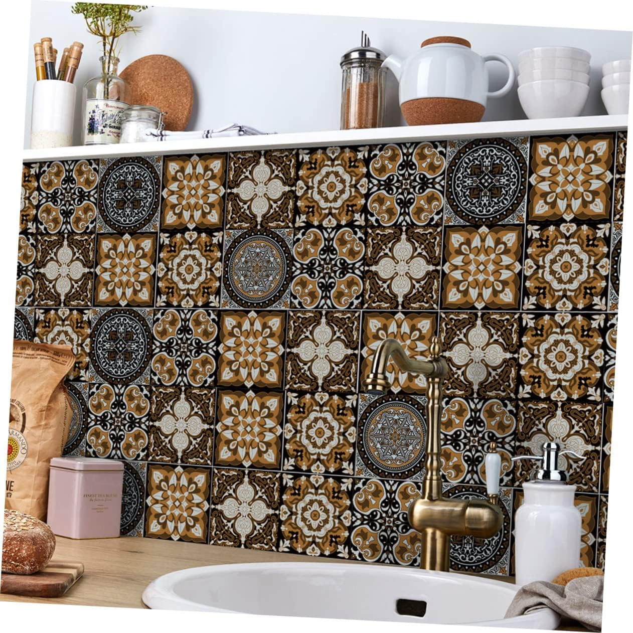 Uonlytech 120 Pcs Wall Sticker Peel and Stick Countertops Wall Tile ...