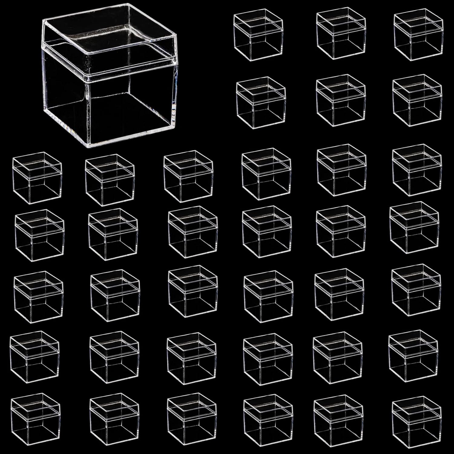 Amazon.com: LyyGuanYoo 36 Pack Small Clear Boxes with Lids, 2x2x2 ...