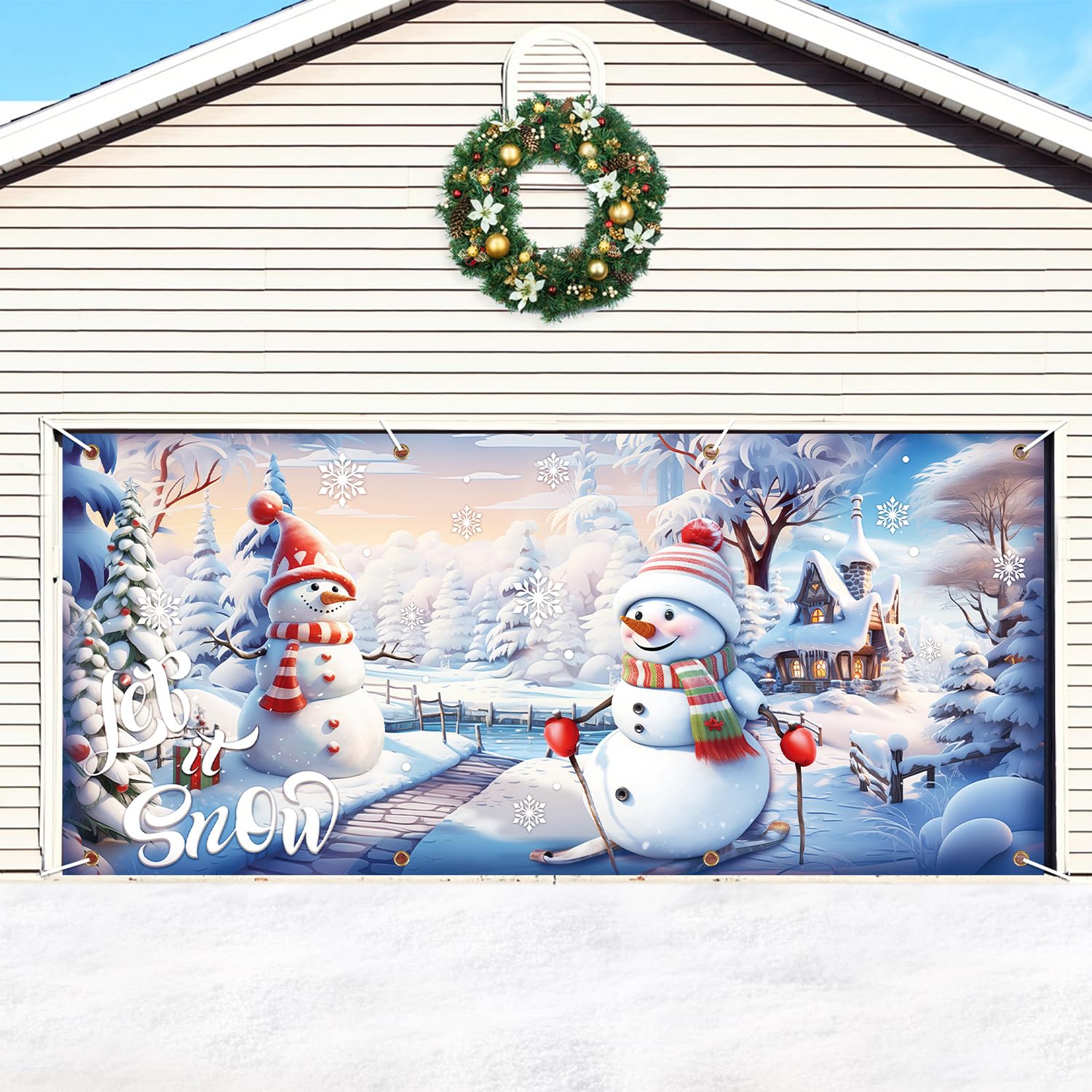 Amazon.com: DERAYEE Christmas Garage Door Cover Decorations 6 x 13 ft ...