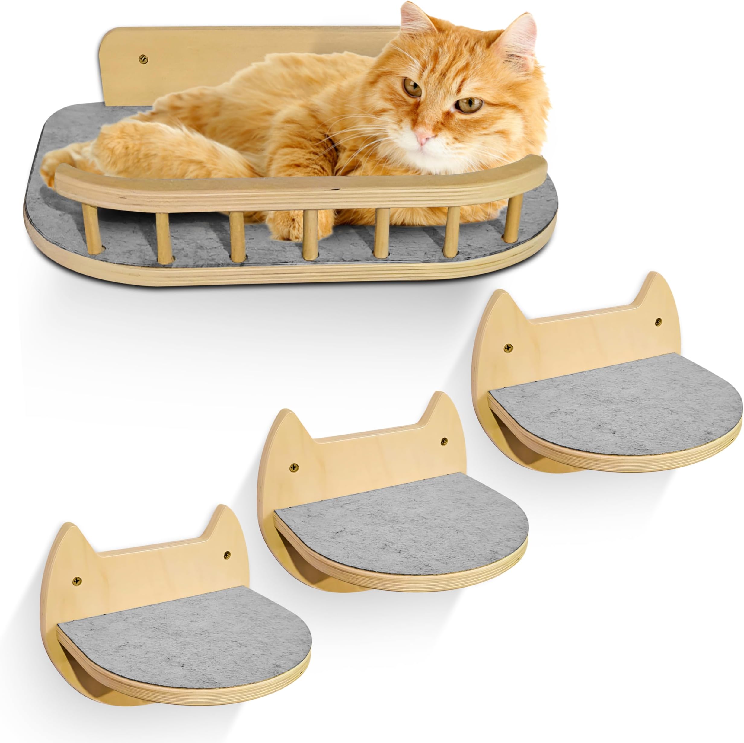 Amazon.com : Cat Wall Shelves w/Corner Cat Shelf and 3 Steps, Easy ...