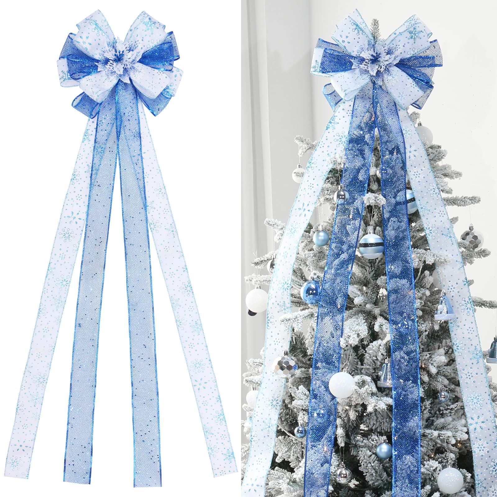 Amazon.com: YINGQIWISH Christmas Tree Topper, Bow Large Christmas Bow ...