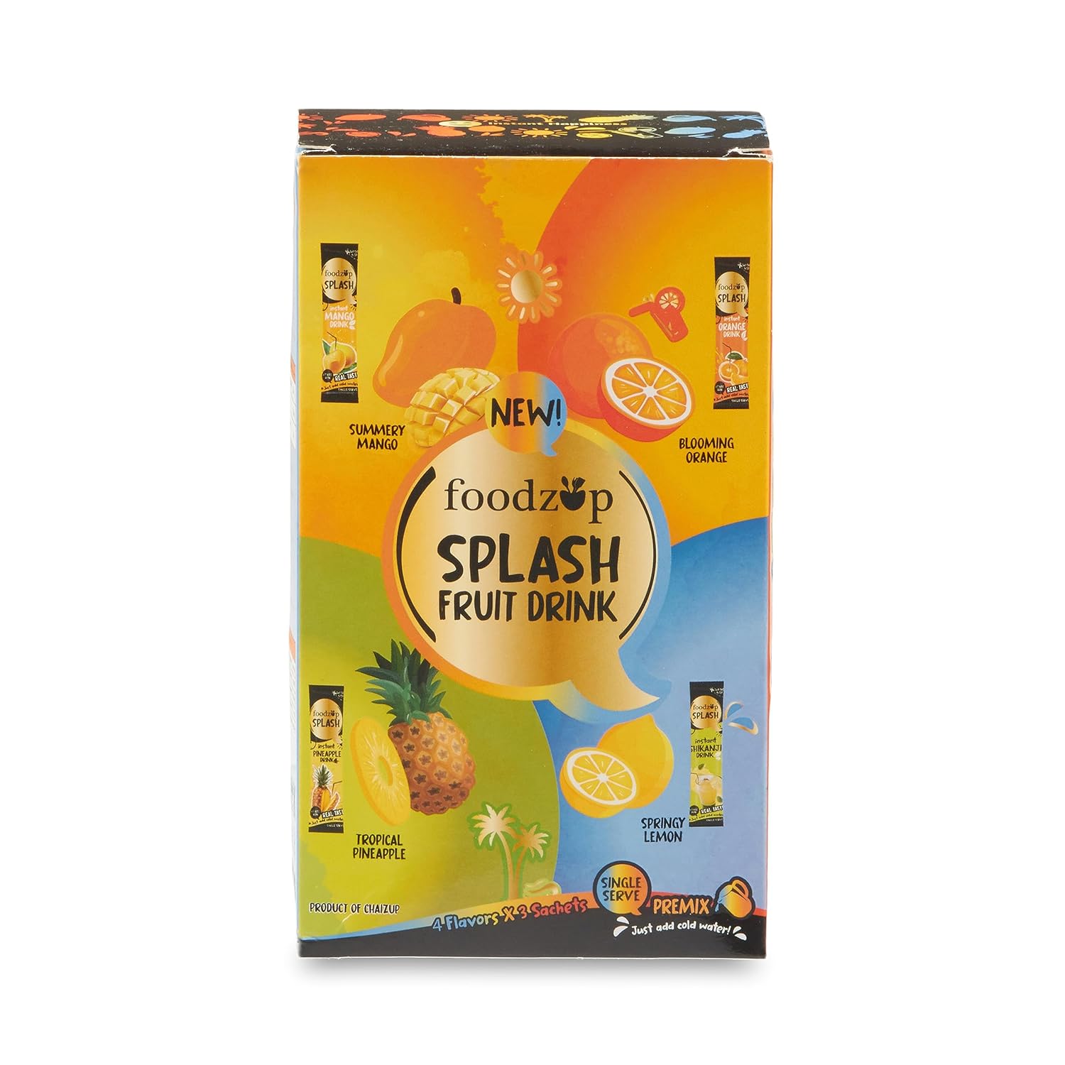 Foodzup Splash 1 Min Instant Assorted Fruit Drink - 12 Sachets | Mango ...
