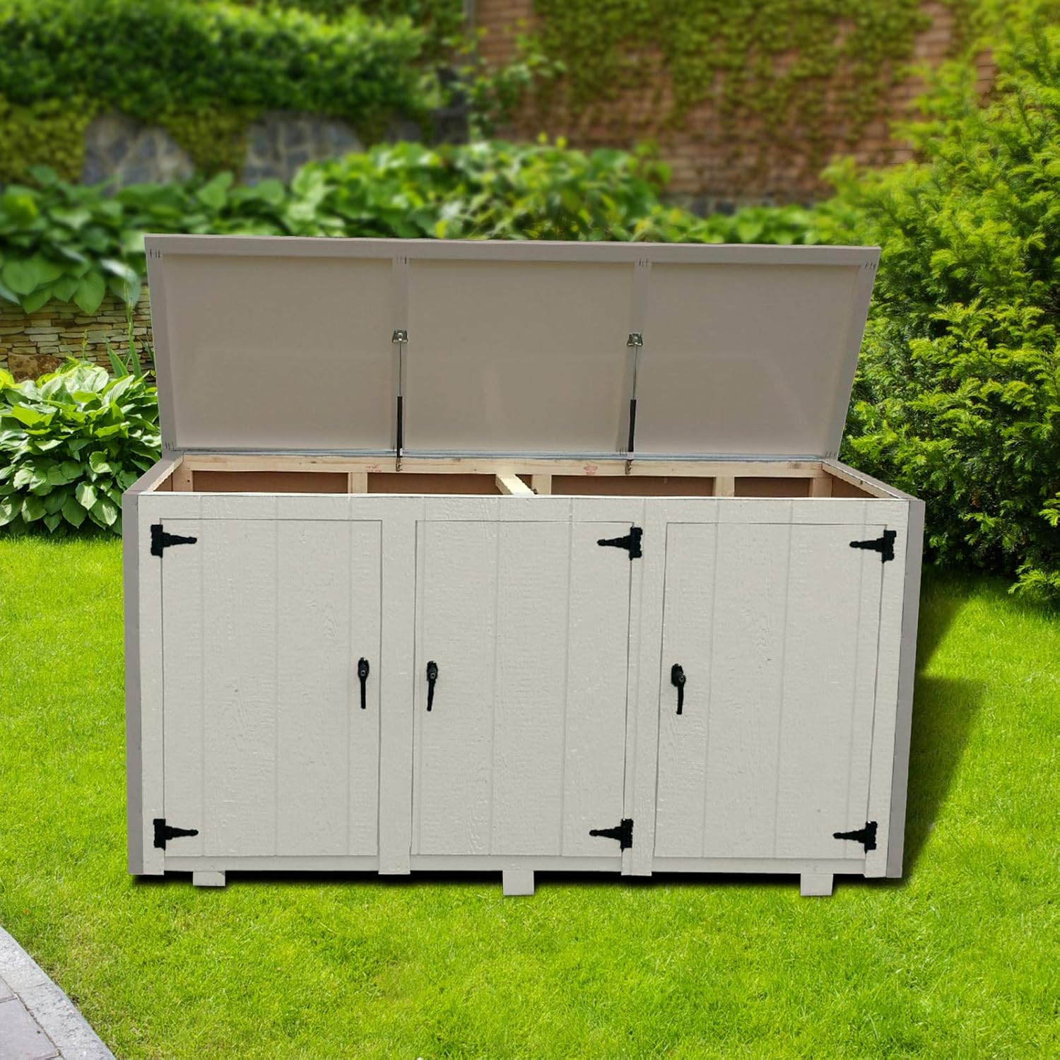 Aspen Outdoor Wood Storage Enclosure - 3 Door, 34" Deep - Amazon.com