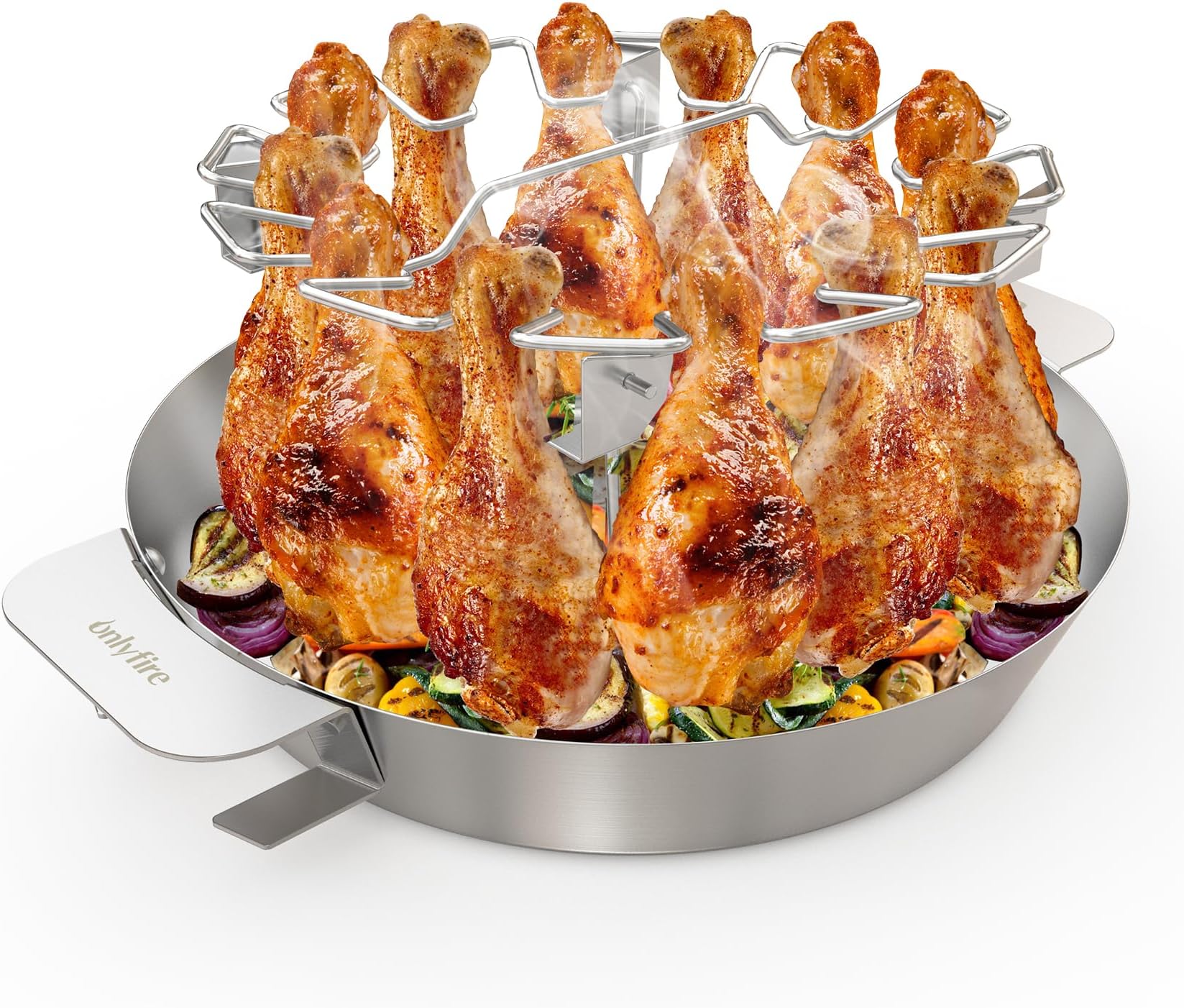 Amazon.com : onlyfire Chicken Leg Rack for Grill with Drip Tray, 12 ...