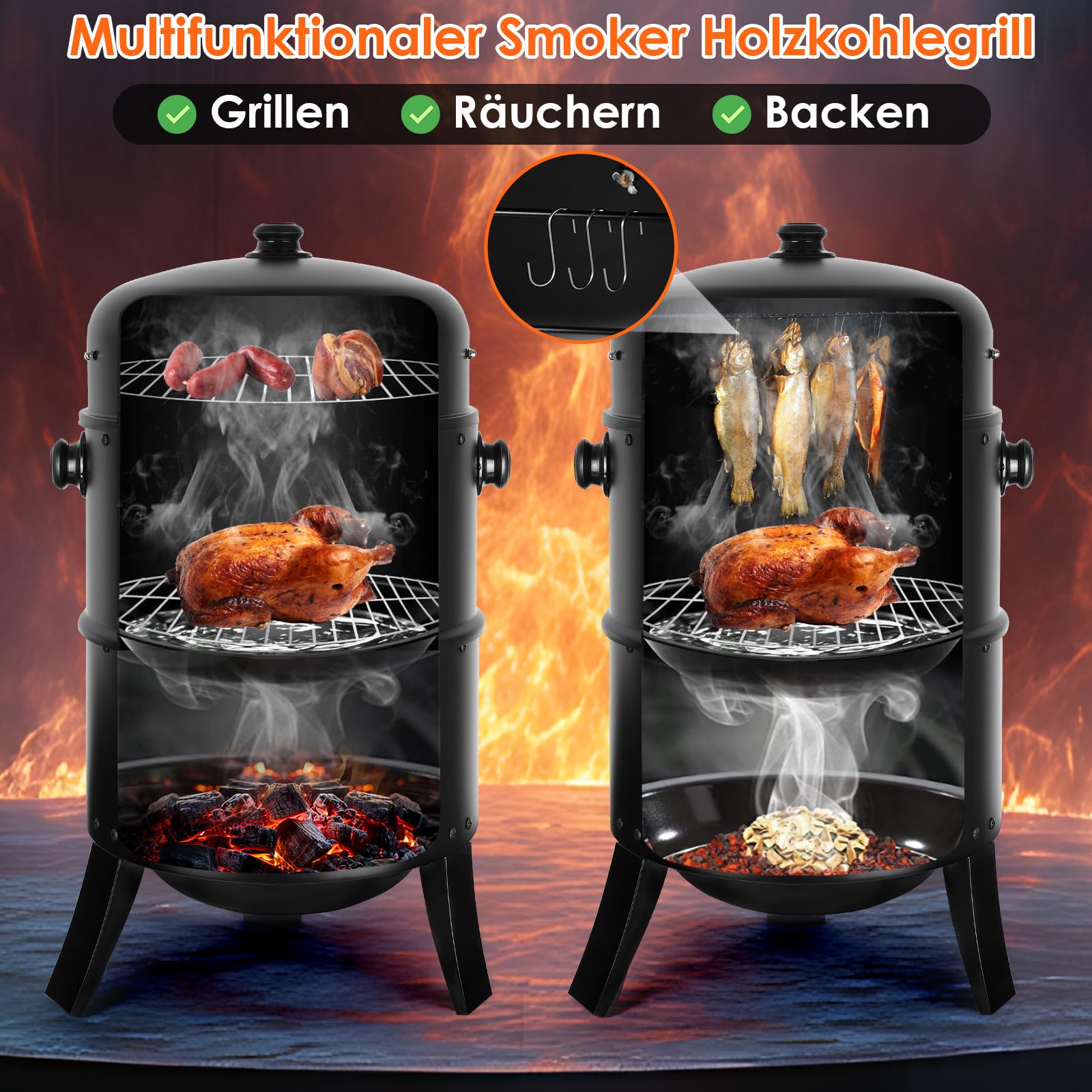 Wood Burning Barbecue Smokers Char Griller® Offset Smokers