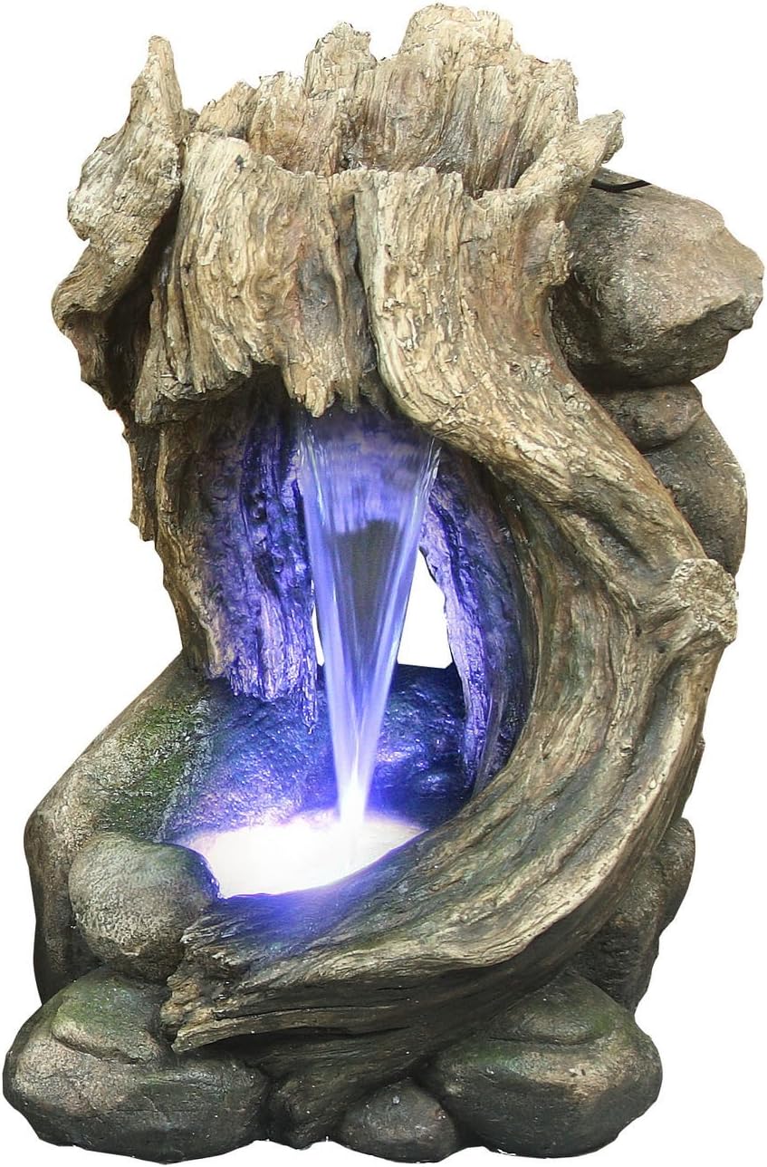 Amazon.com : Hi-Line Gift Ltd Tree Trunk Waterfall with LED Lite ...