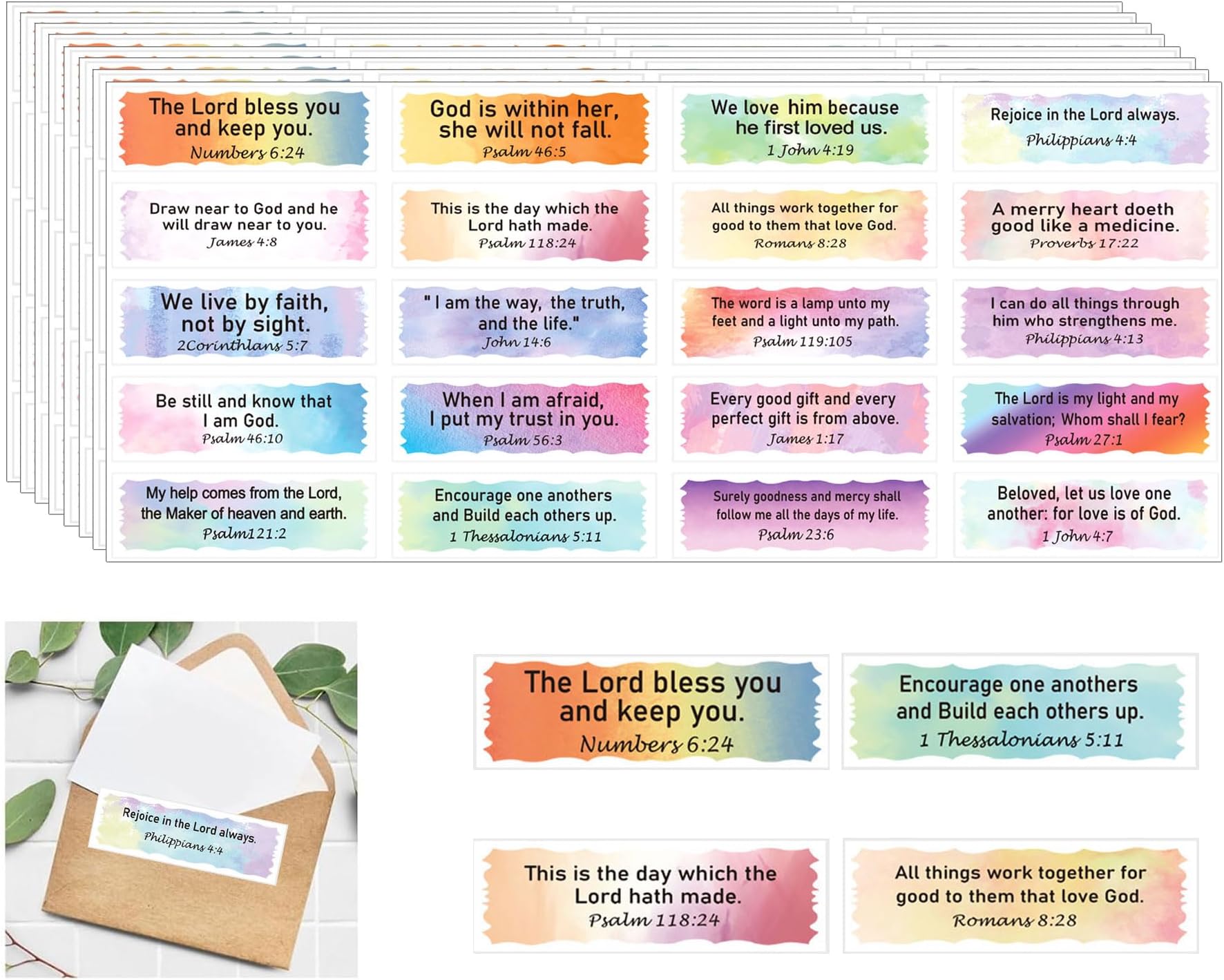 Amazon.com : 600Pcs Flower Bible Quote Label Jesus Faith Stickers 1.5 ...