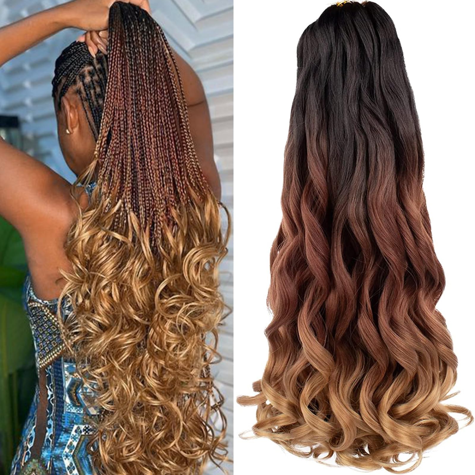 Amazon.com : Unionbeauty 30 Inch French Curly Braiding Hair 8 Packs Pre ...