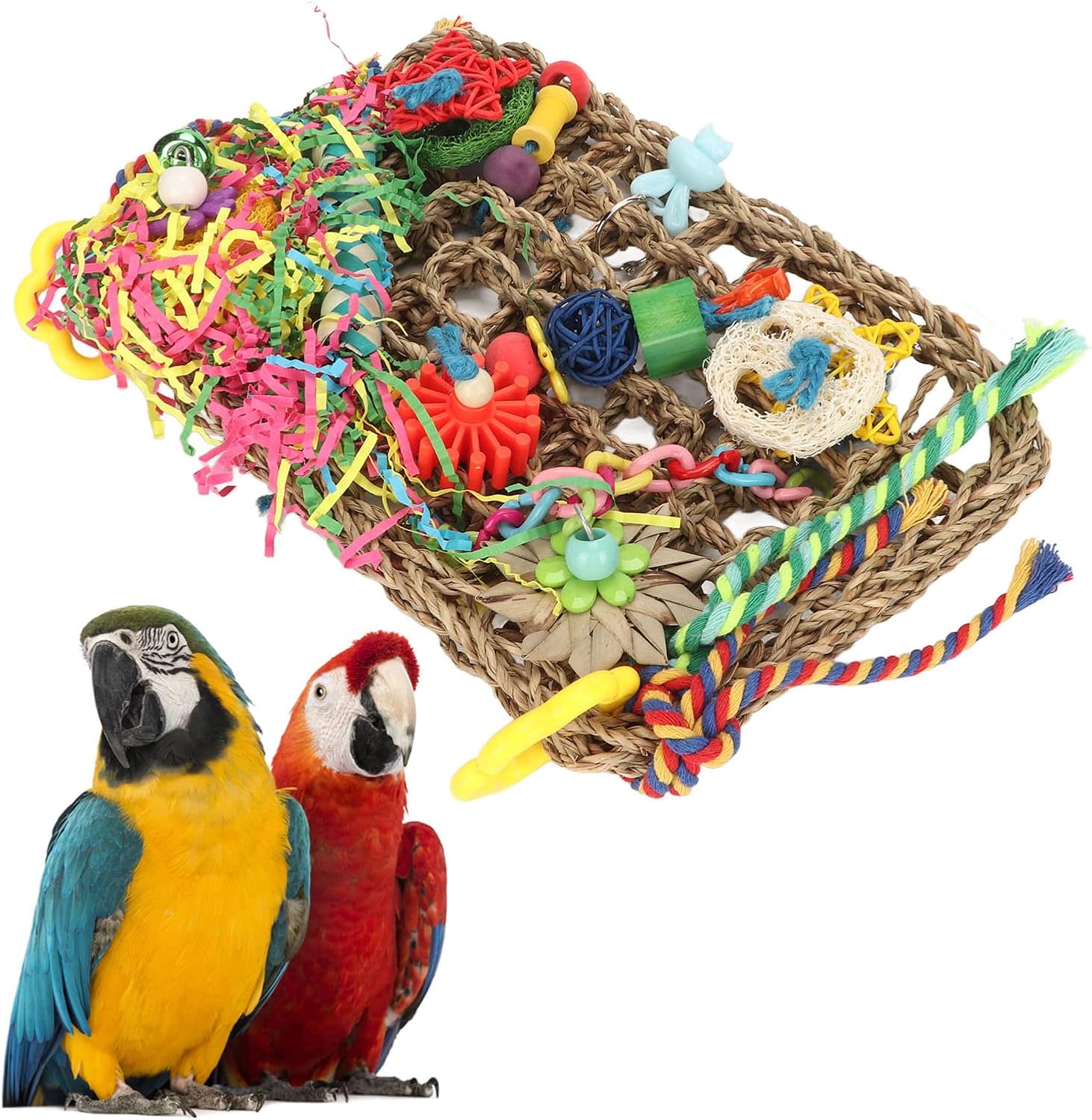 Amazon.com : Zerodis Bird Foraging Wall Toy, Parrot Climbing Net Straw ...