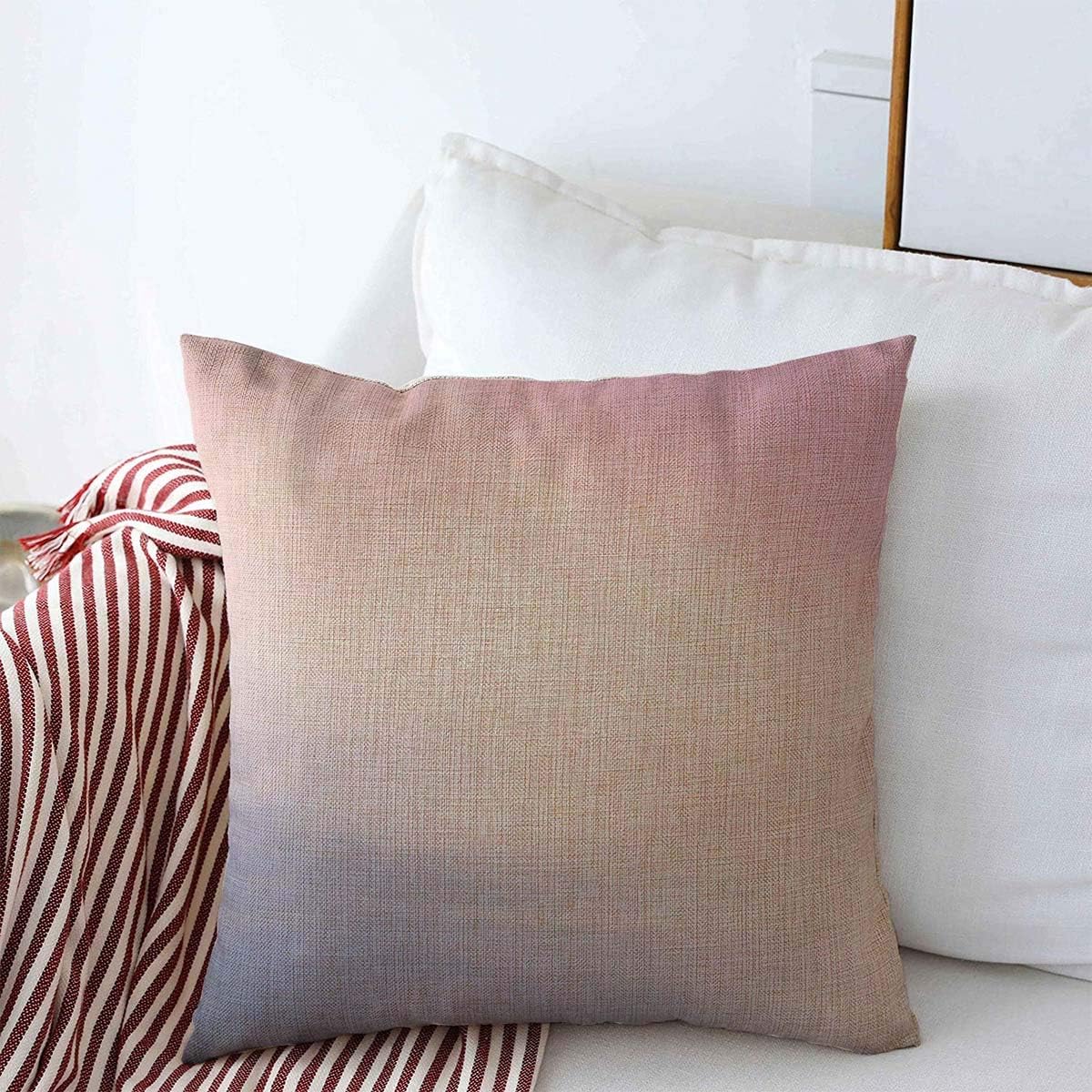 Amazon.com: Starodal Decorative Linen Throw Pillow Covers Orange Blue Amazing Sun Cloud Pastel ...