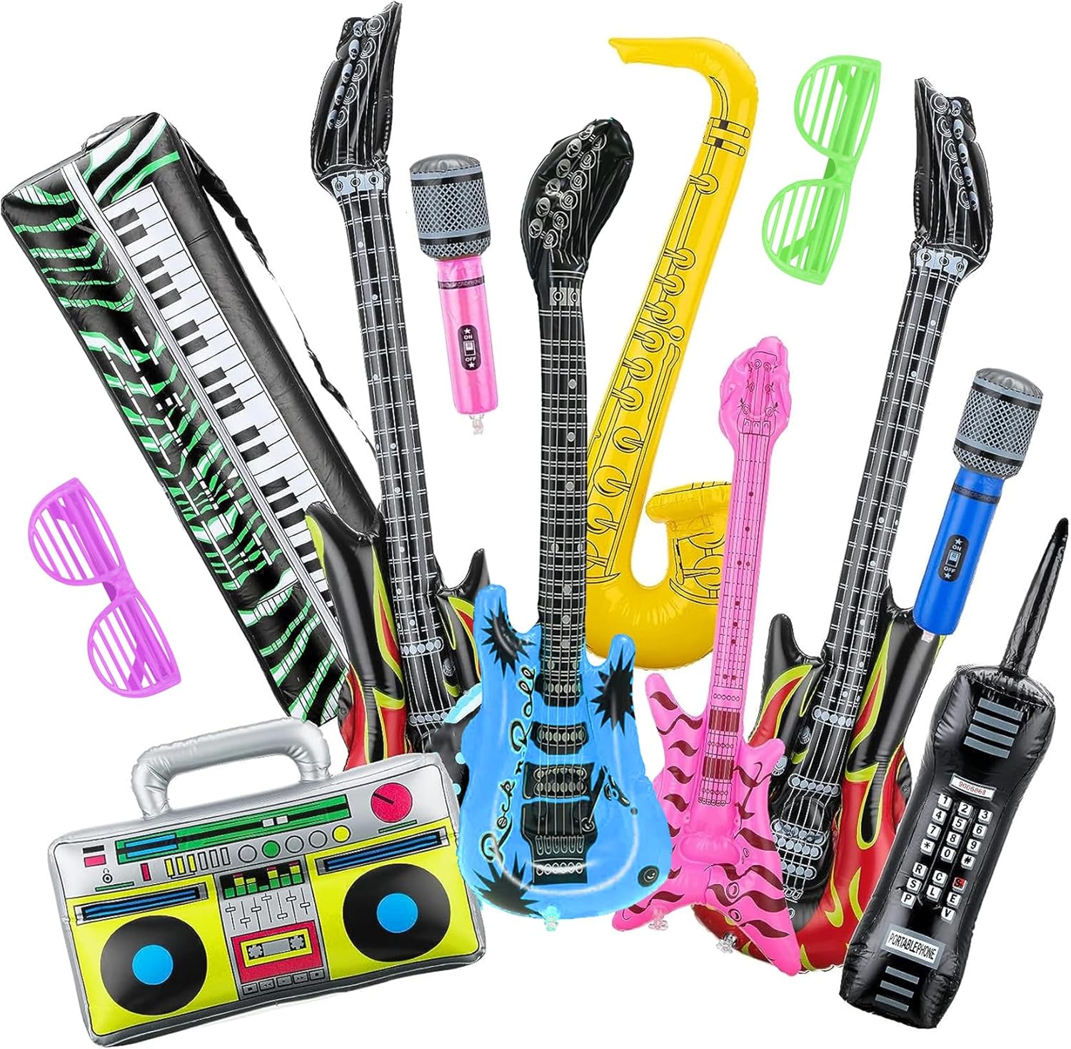 Inflatable Instruments Party Props Set, Inflatable Microphones Rock ...