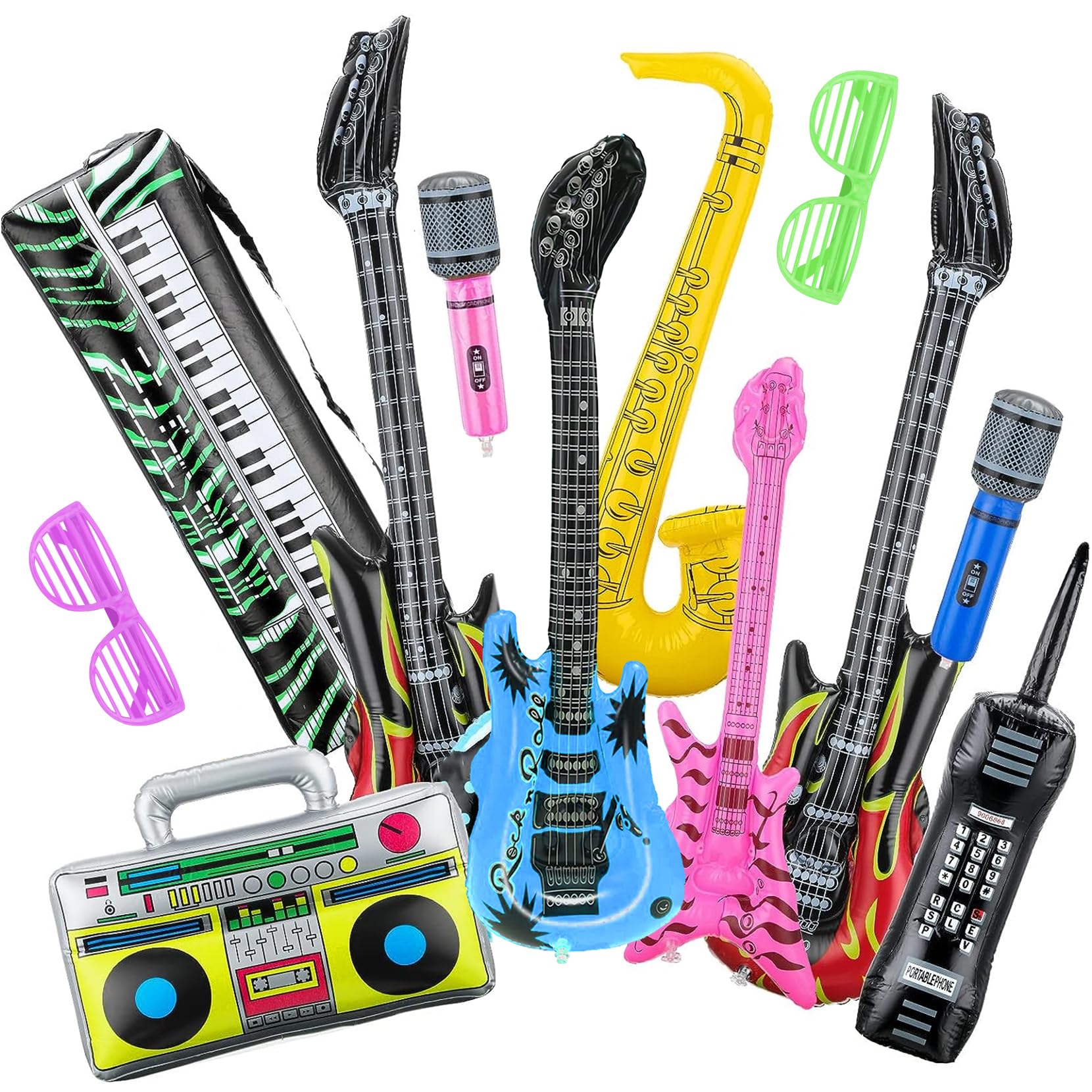 Inflatable Instruments Party Props Set, Inflatable Microphones Rock ...
