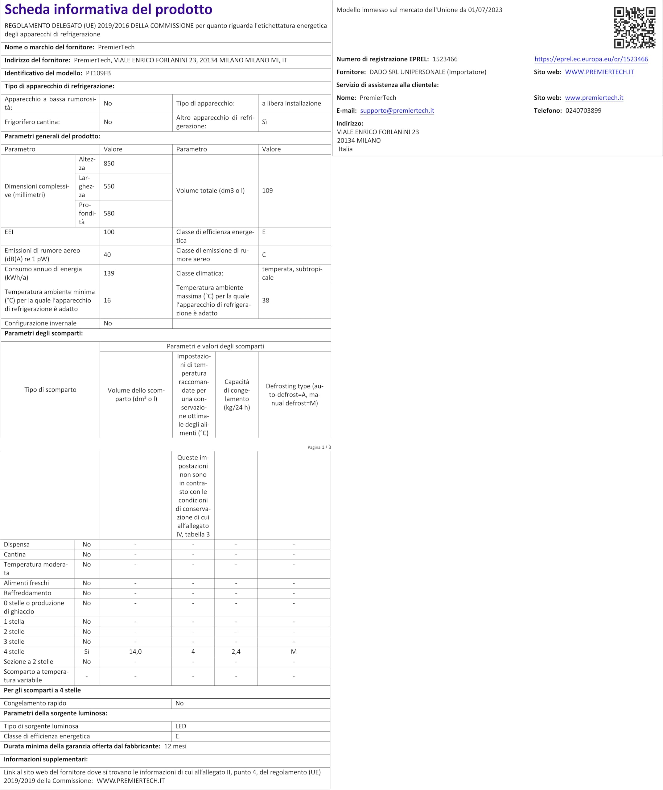 COMFEE' RCD93DKRT1(E) 93L frigorifero piccolo mono porta, design Retrò ...