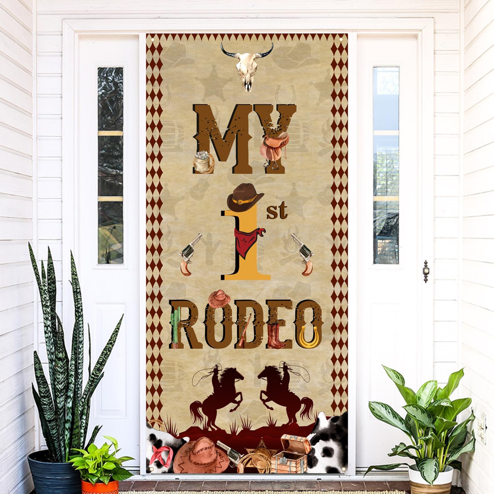 Amazon.com: Labakita My First Rodeo Door Banner, West Cowboy Cowgirl ...