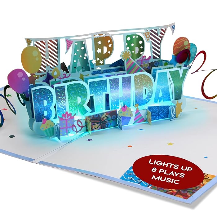 Buy LIGHT & MUSIC Happy Birthday Pop Up Card – Plays Hit Song 'HAPPY ...