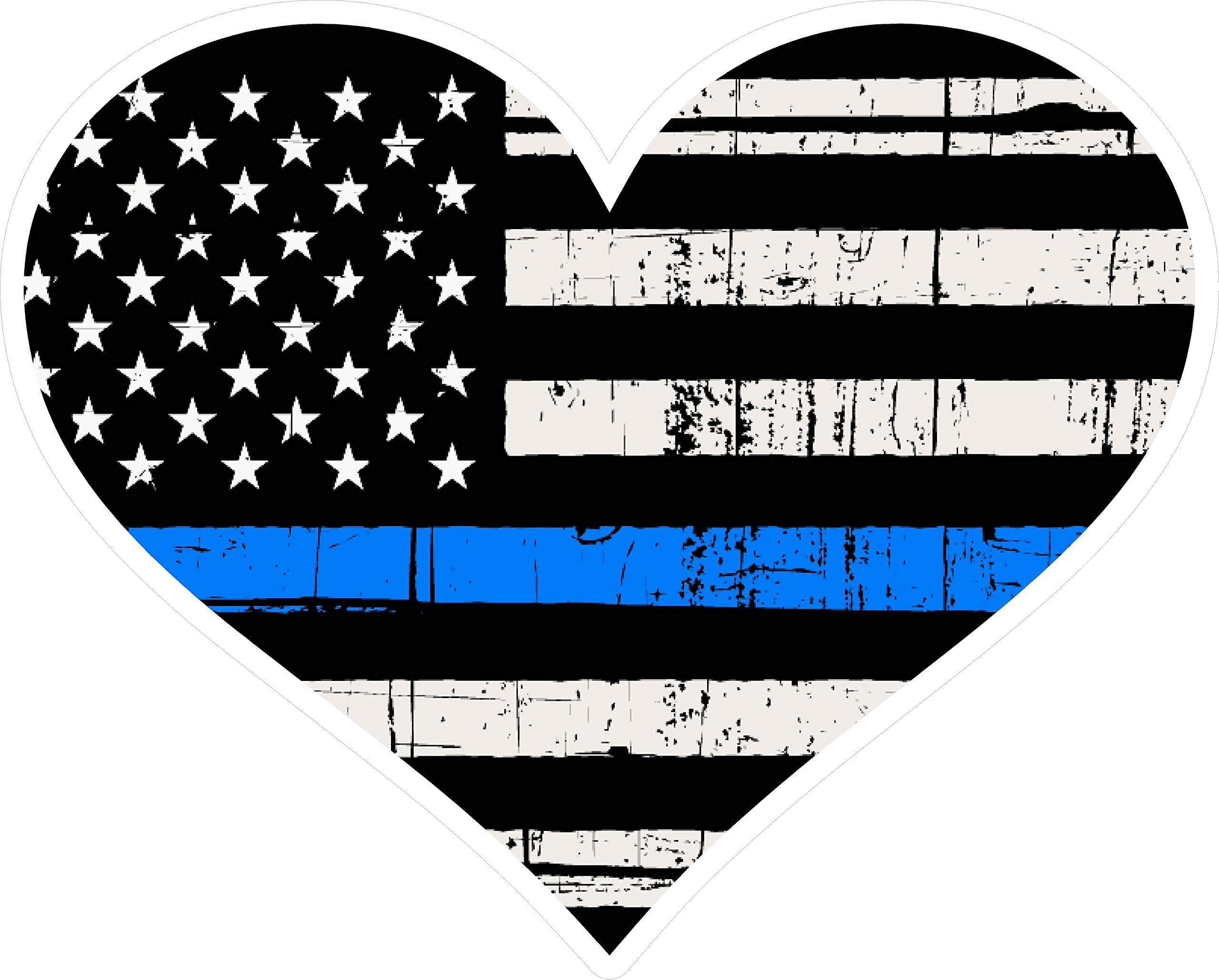 Amazon.com: Thin Blue Line Heart/Single / 5" Tattered American Flag ...