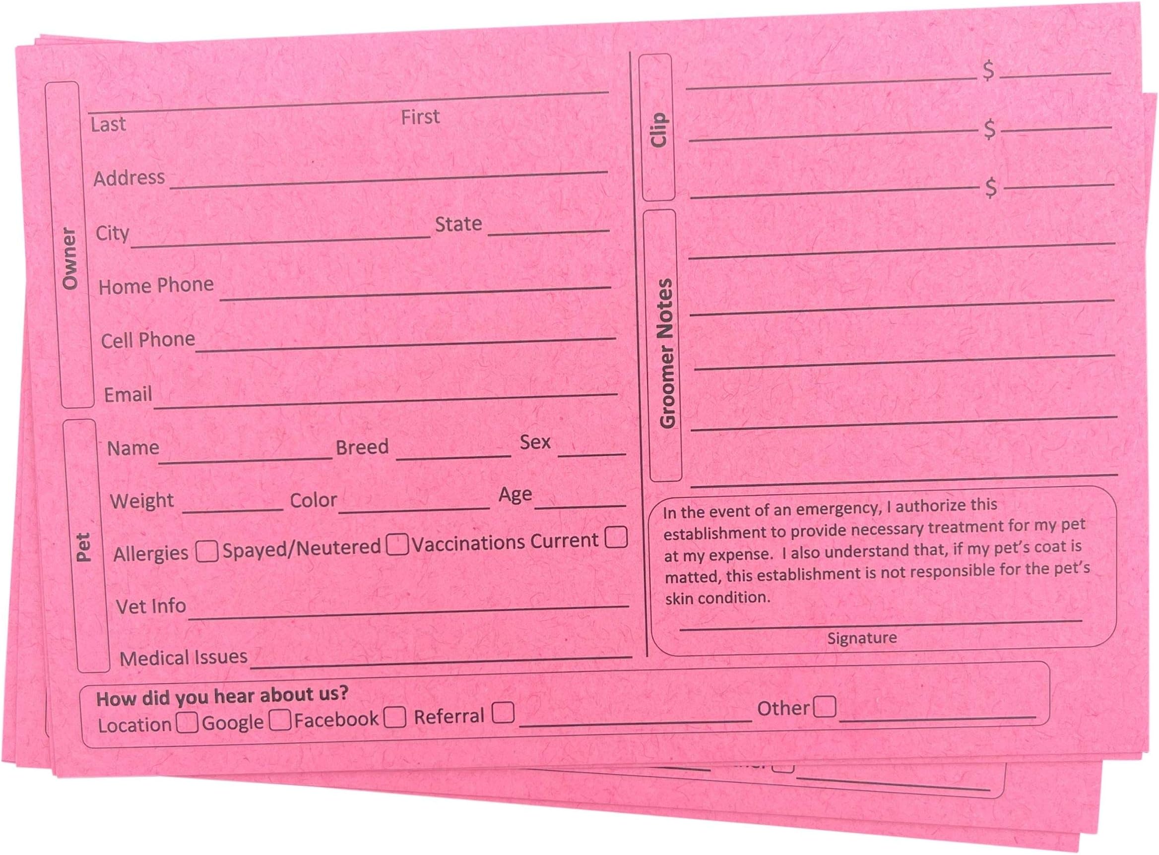 Amazon.com: Pink Dog Grooming Client Cards 4X6 (100 Pack, 4 X 6 Inches ...