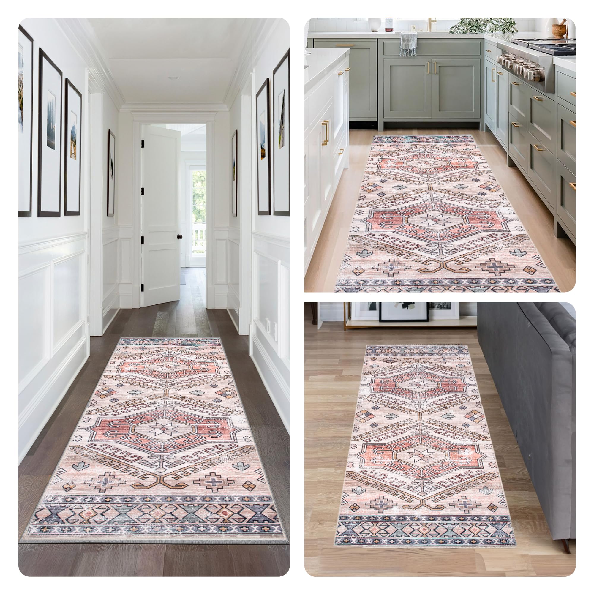 nuLOOM Mae Tribal Motif Machine Washable Ultra Thin Runner Rug, 2' 6" x ...