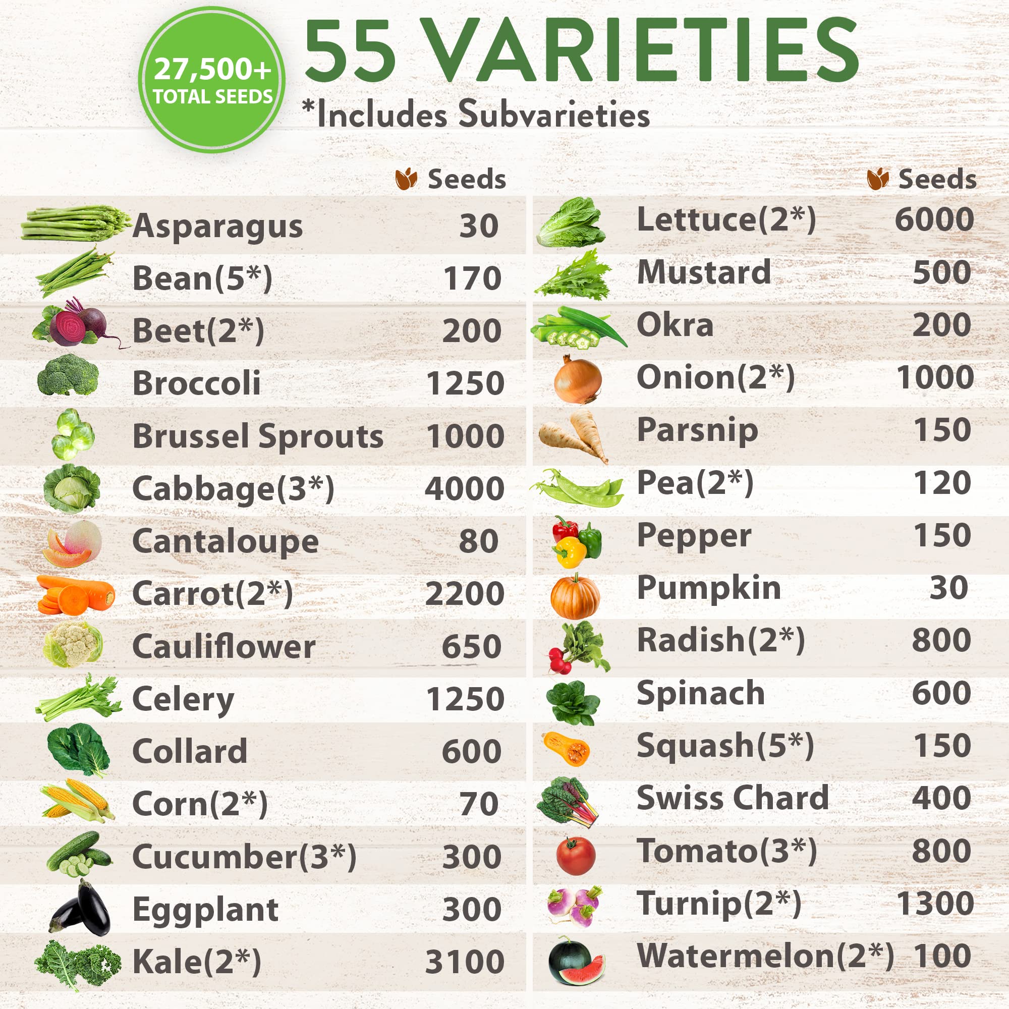 Seed Vegetables Examples