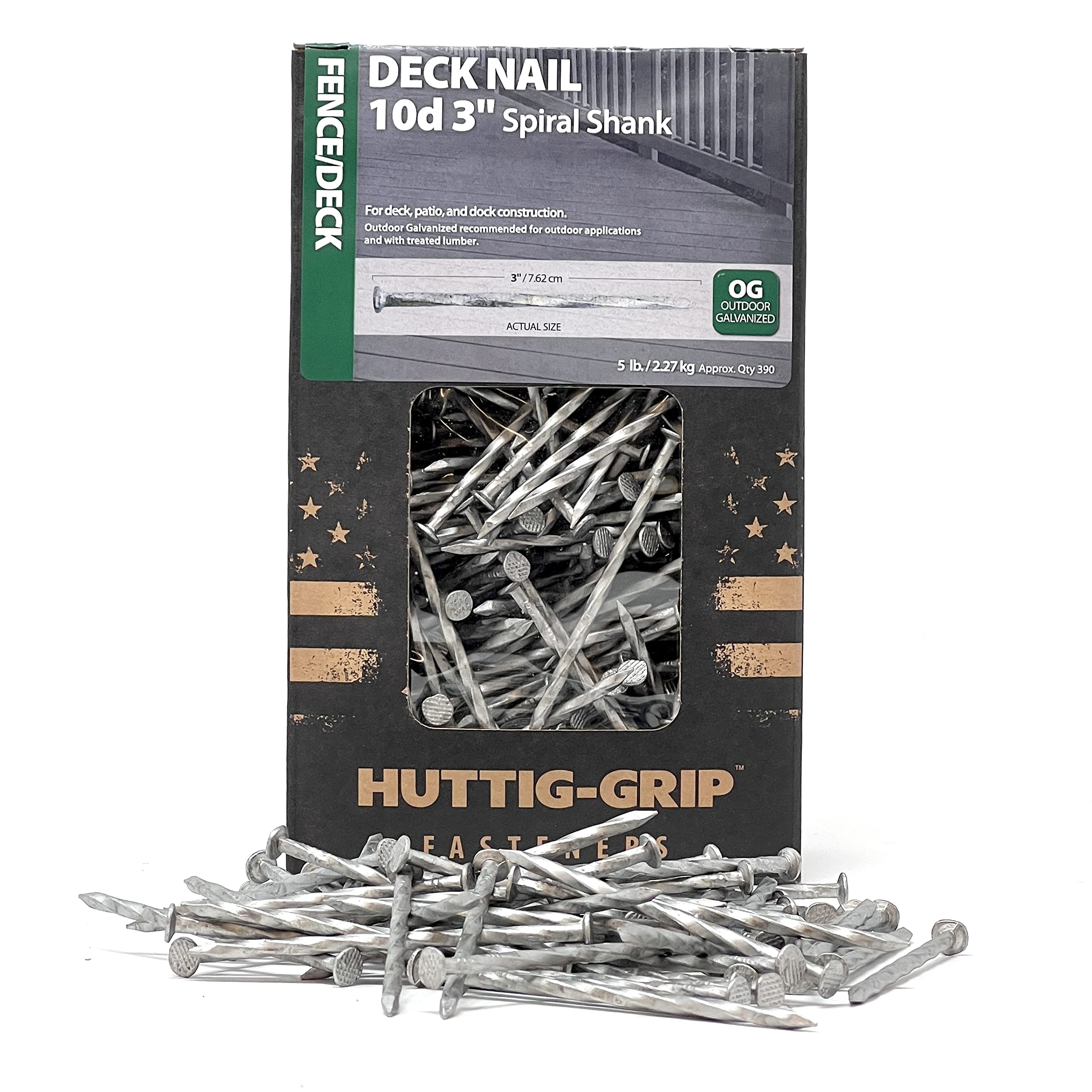 Amazon.com: Huttig-Grip Fence Deck Nails 3 inches 10d for Wood Fencing ...