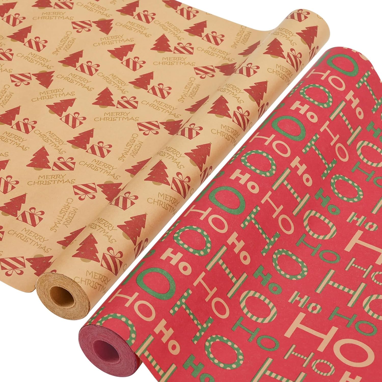 Ahfulife 2 Rolls Christmas Gift Wrapping Paper, 43cm x 15M Xmas ...