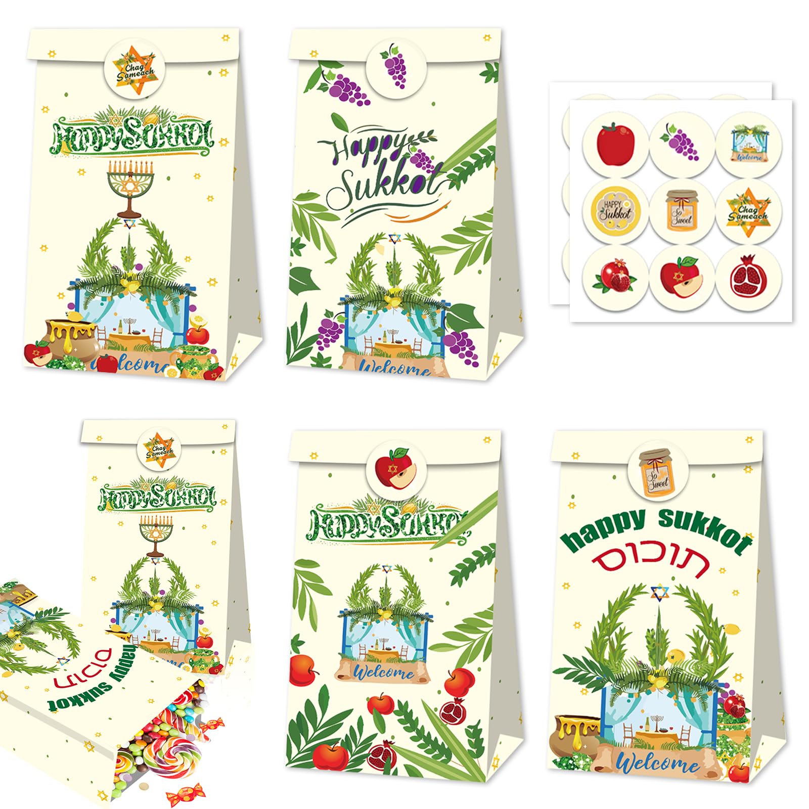 Amazon.com: ABTOLS 12 Pack Sukkot Bags, Jewish Holiday Candy Box Etrog ...