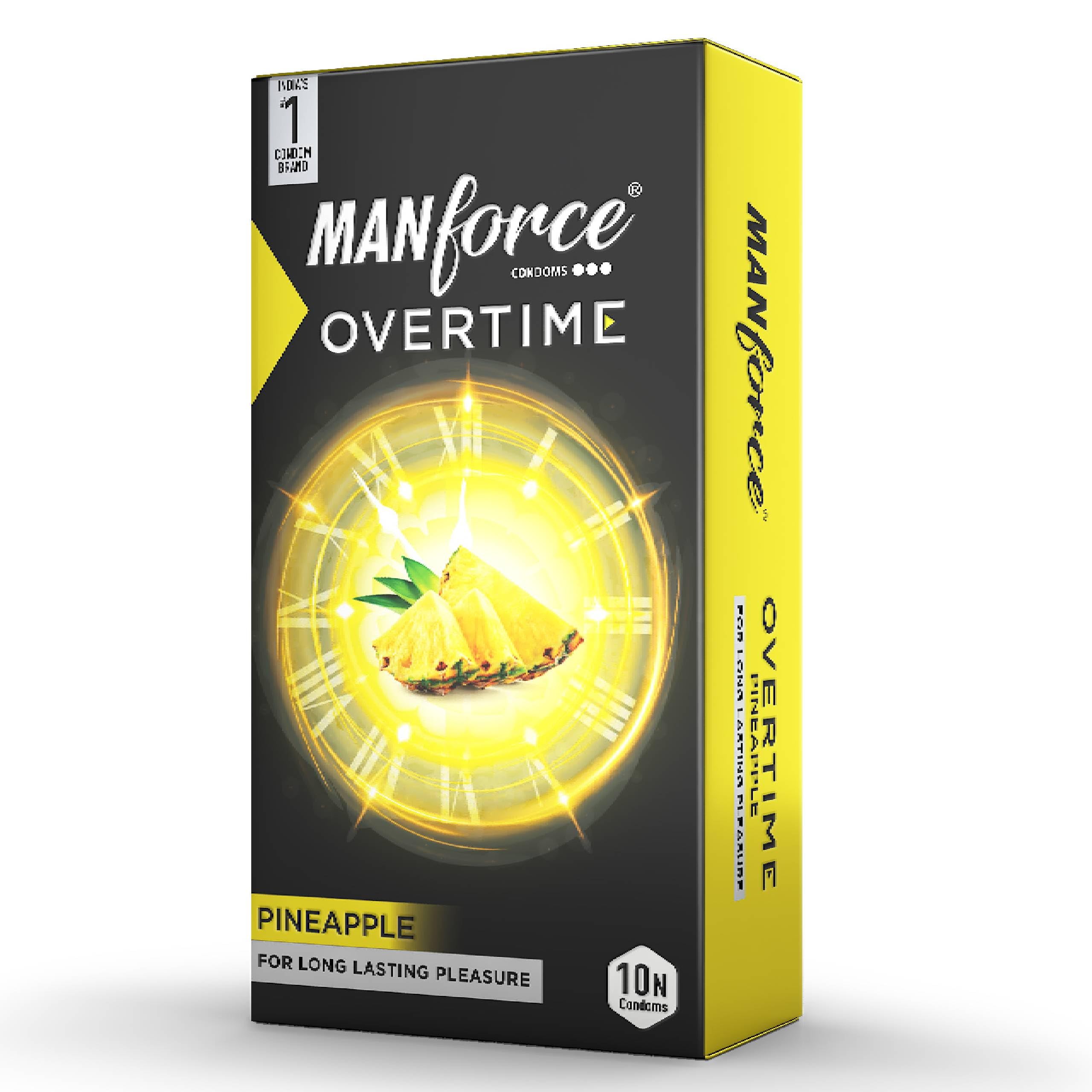 Buy Manforce Overtime Pineapple Flavoured Condoms for Men | 10 pcs ...