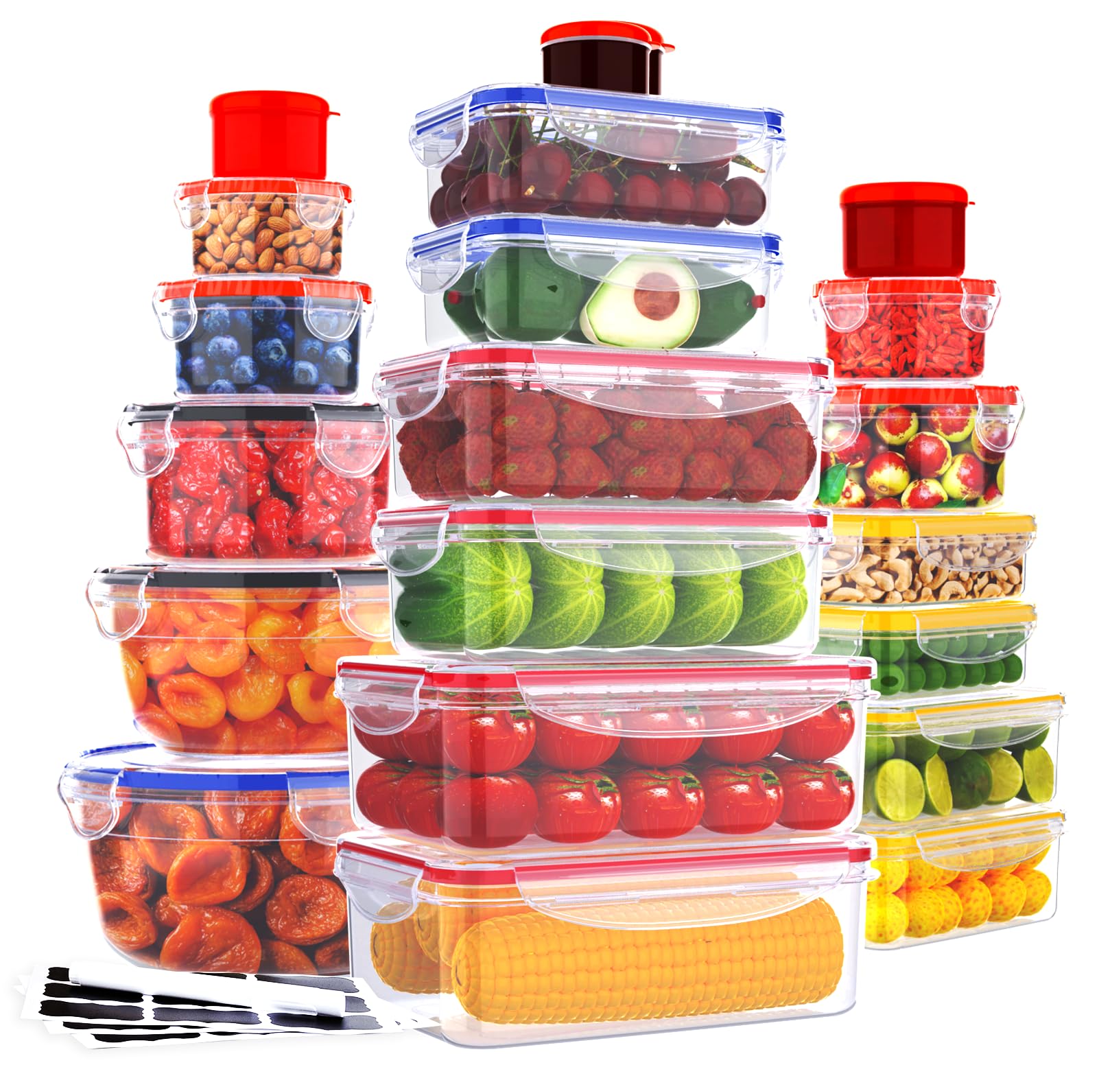 40 Pcs Food Storage Containers with Lids Airtight- Plastic Meal Prep ...