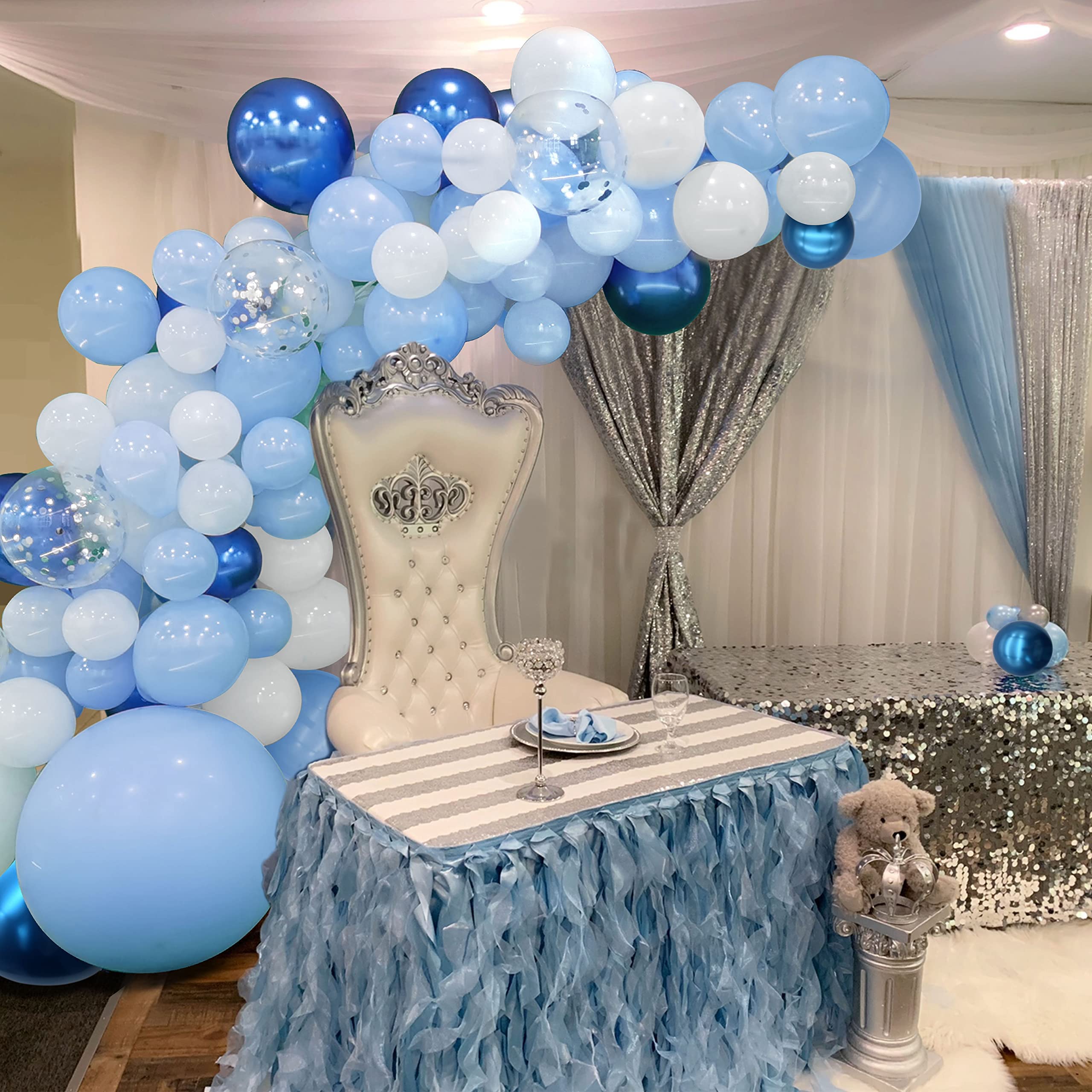 Buy Macaron Ocean Blue Balloons Set,Latex Balloons Arch Kit,4D Silver ...