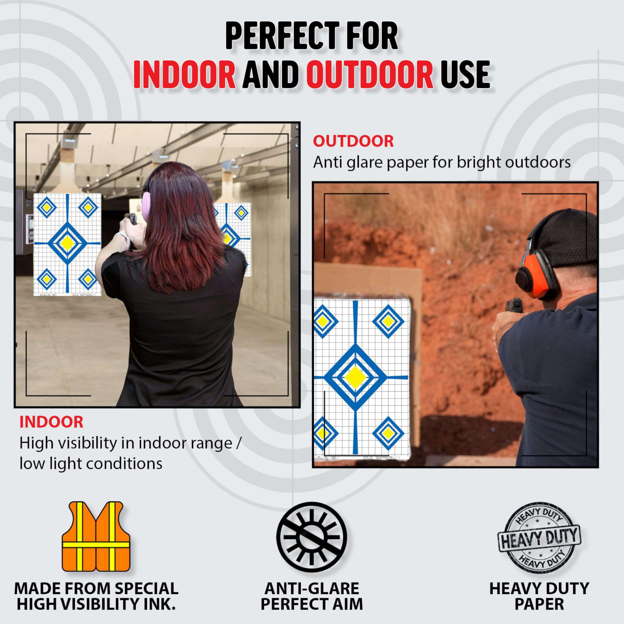 Snapklik.com : Heavy Duty SightIn 48 Paper Targets - Indoors & Outdoor ...