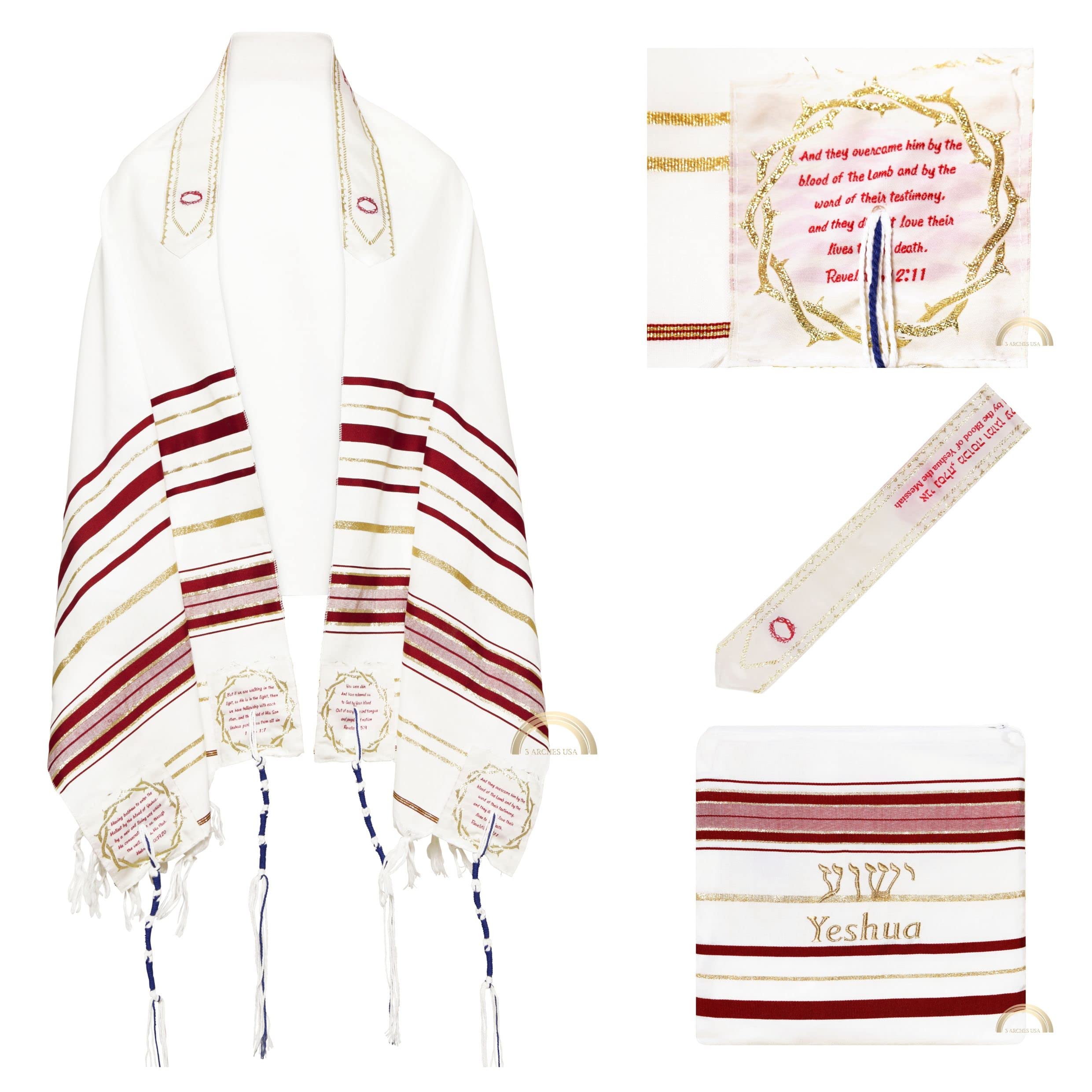 Buy The Blood Of Yeshua The Messiah,Red Prayer Shawl Christian ...