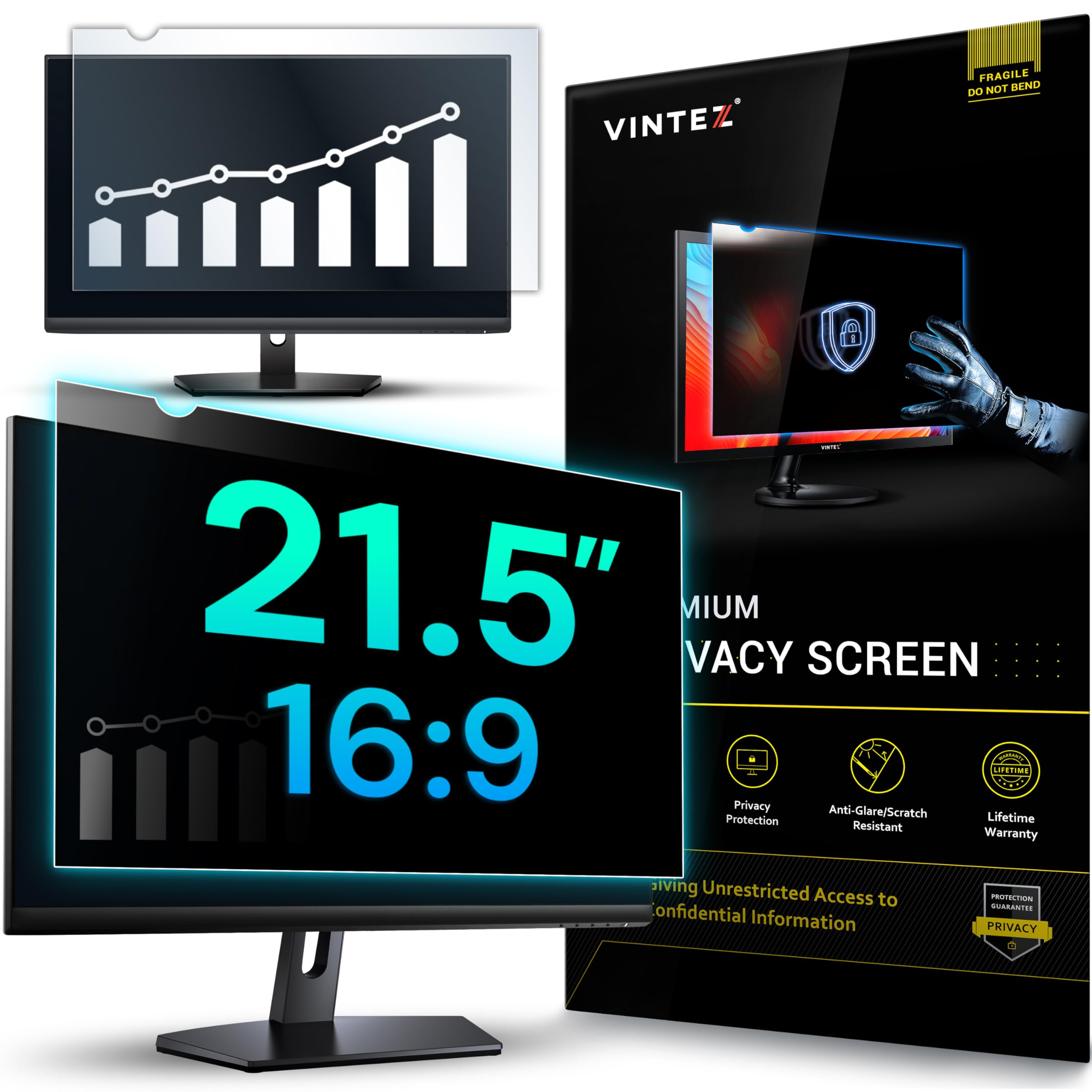 21.5 Inch 16:9 Computer Privacy Screen Filter for Widescreen Monitor ...