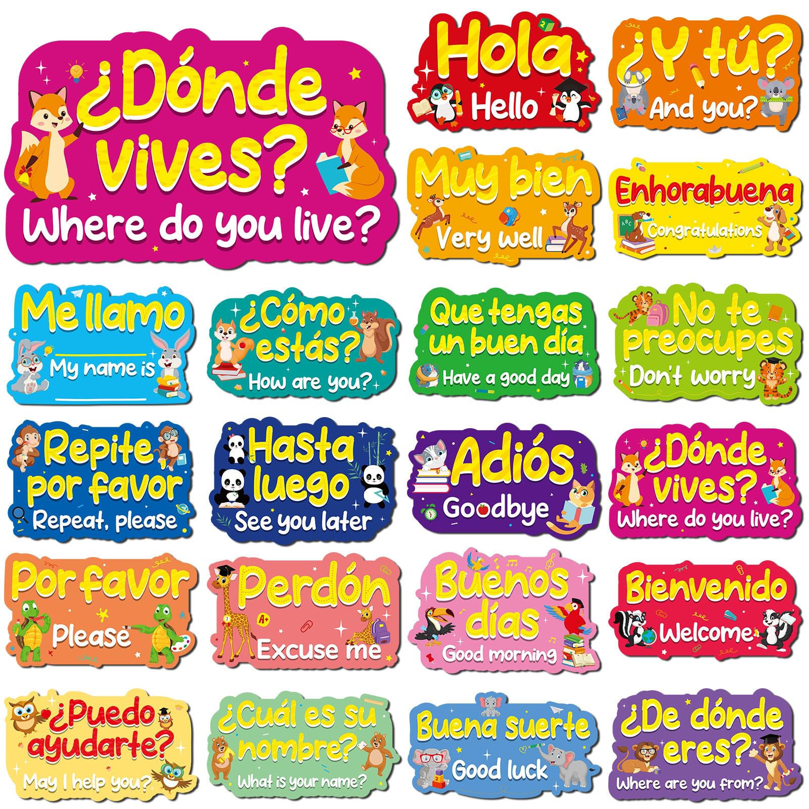 Snapklik.com : Pasimy 20 Pcs Spanish Posters Spanish Phrases Classroom ...