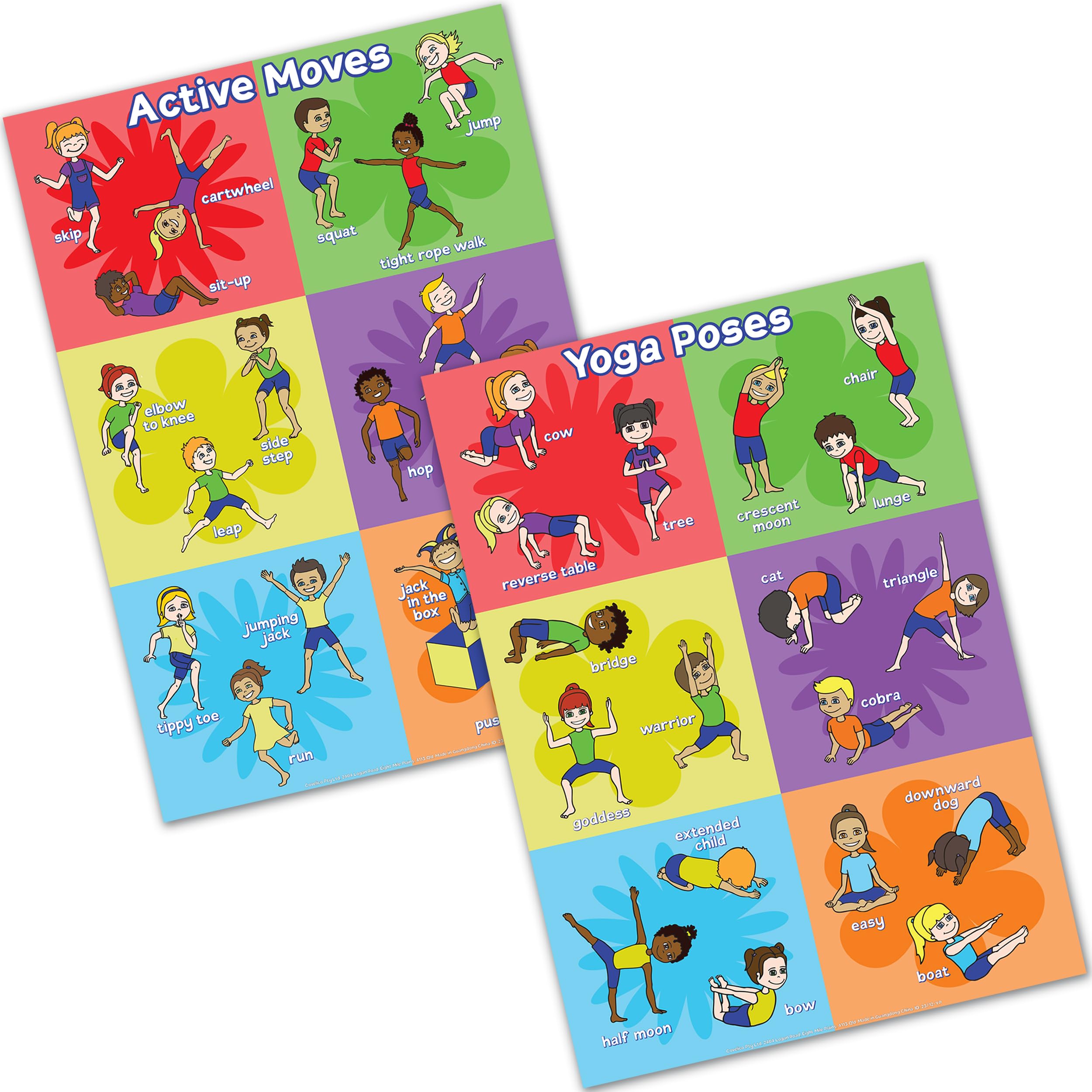 Amazon.com: Covelico Kids Yoga Poses Poster and Exercise PE Posters ...