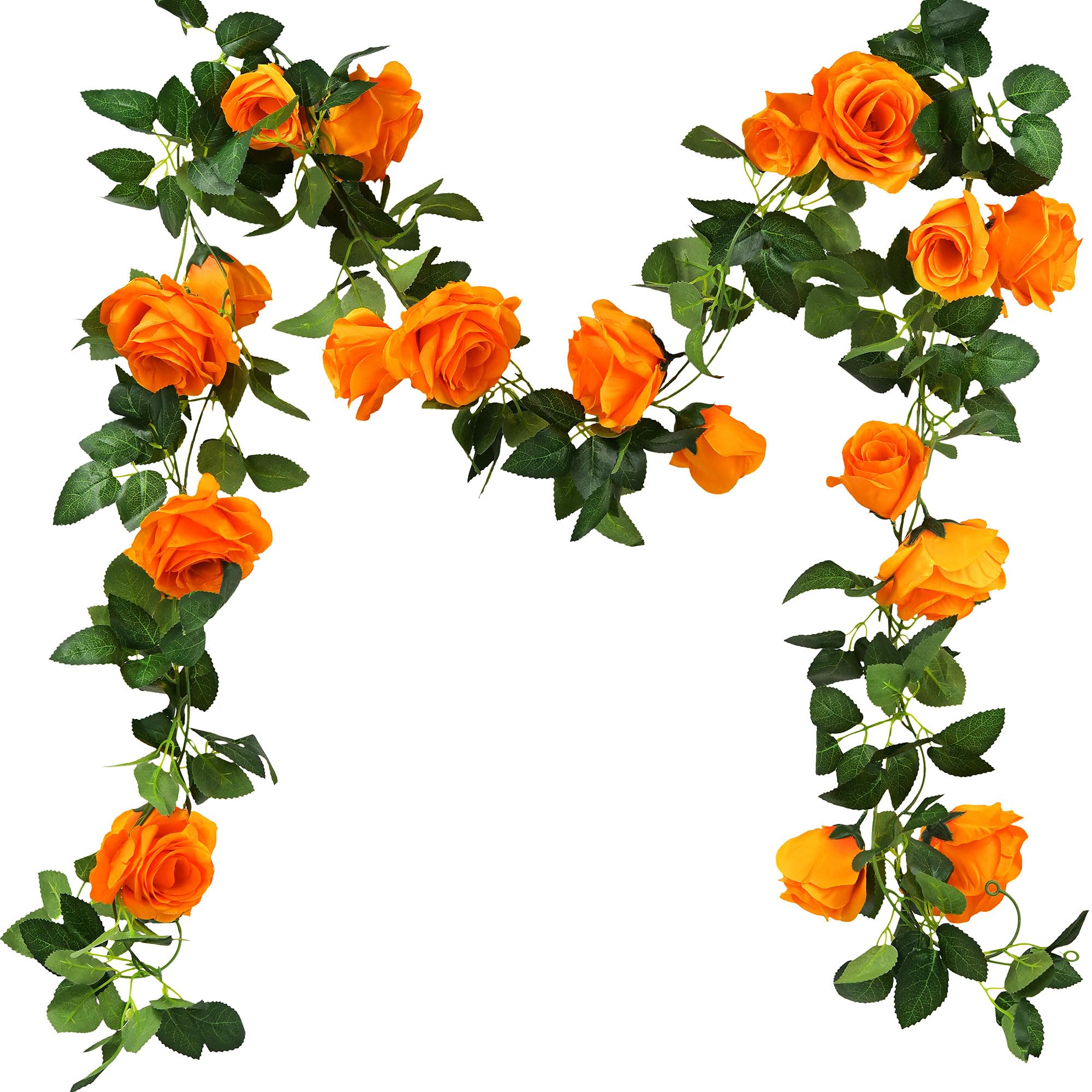 FiveSeasonStuff 2 Orange Artificial Flower Garlands, Silk Rose Vine ...