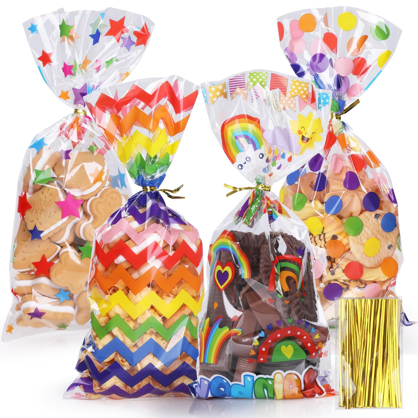 Bigqin 100Pcs Goodie Candy Bags Cute Small Party Favor Bags,Plastic ...