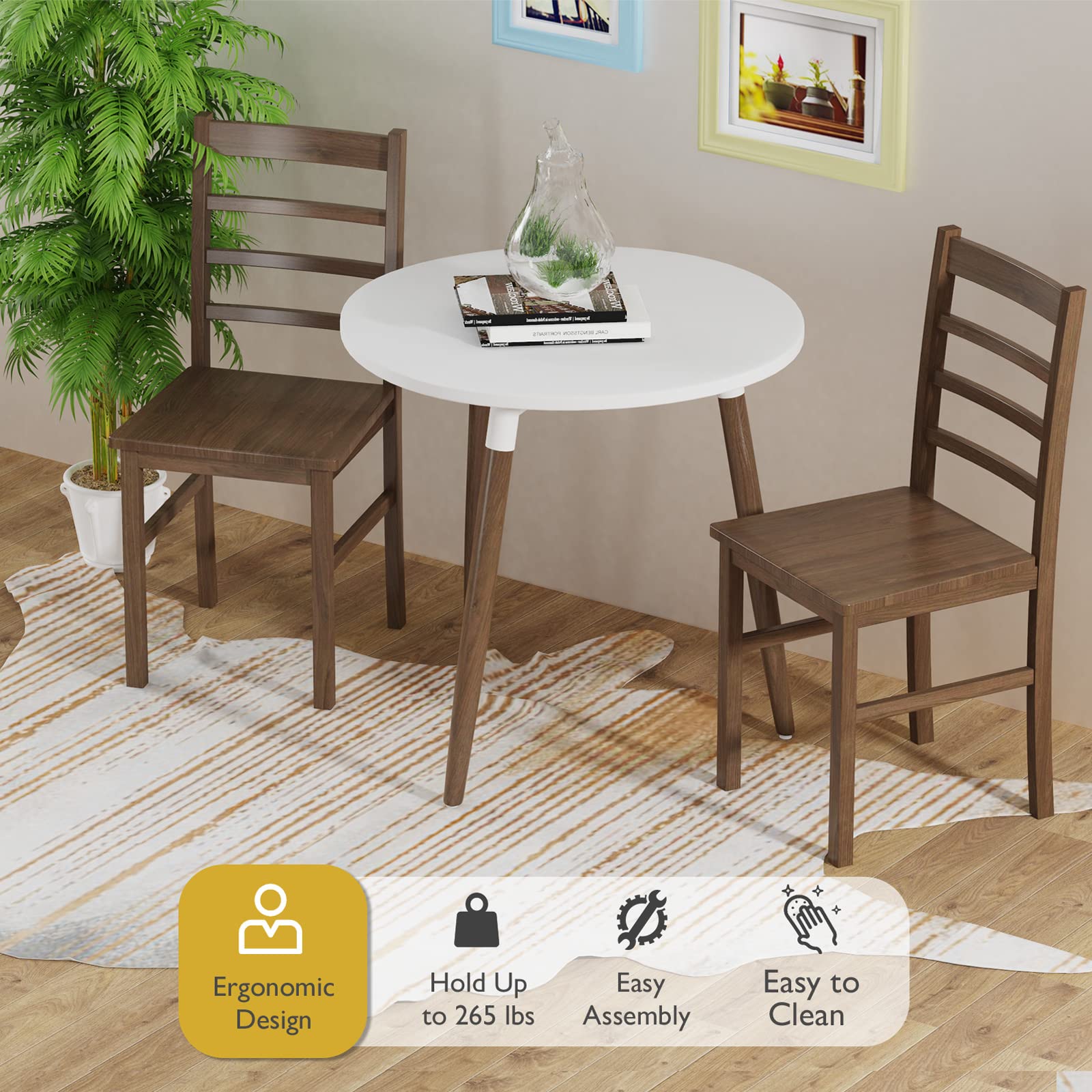 Giantex Dining Chairs Set of 4, Easy to Assemble, Farmhouse Style ...