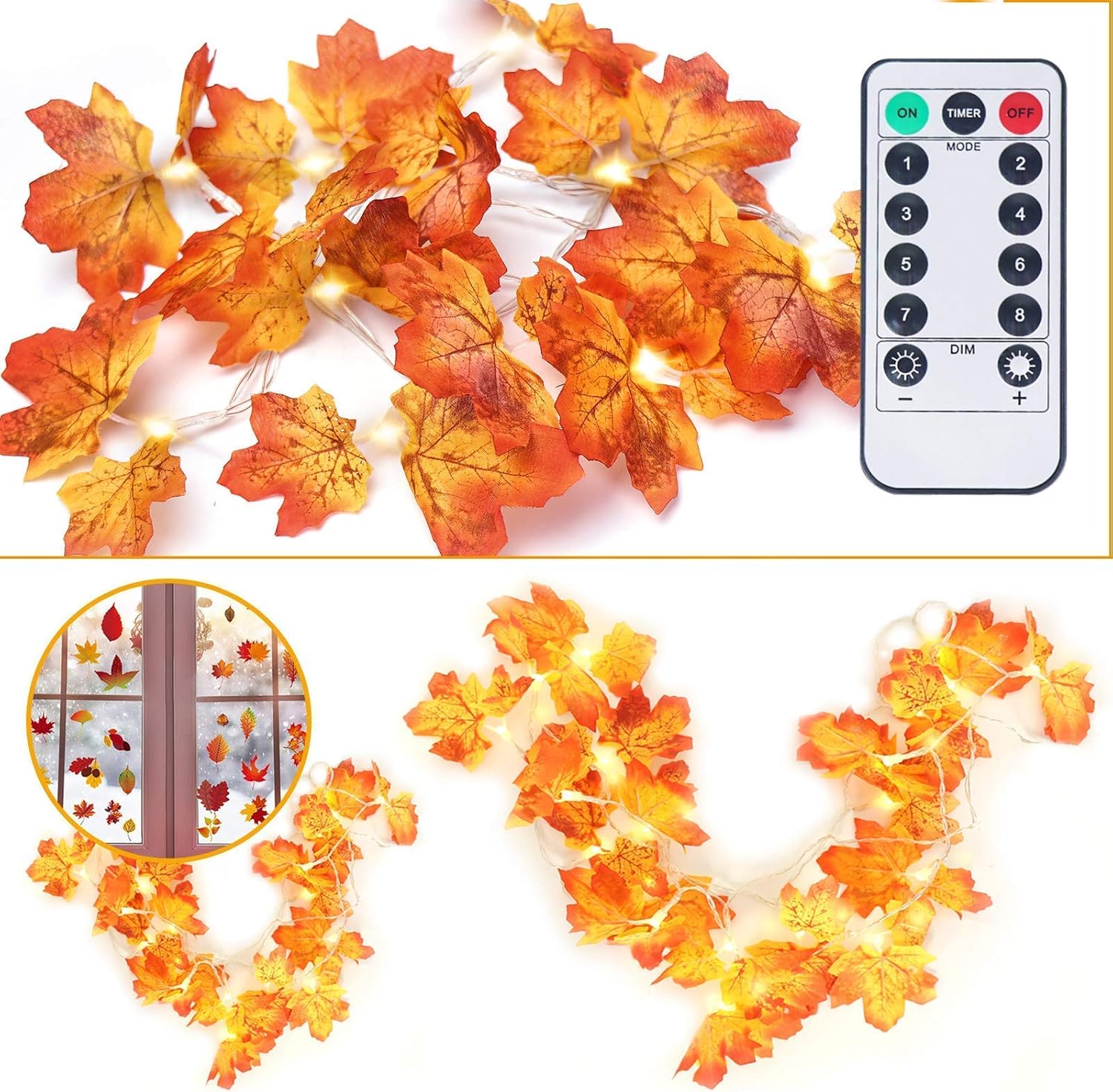 Amazon.com : OMGAI 4 Pack Fall Maple Leaf String Light with Maple Leaf ...